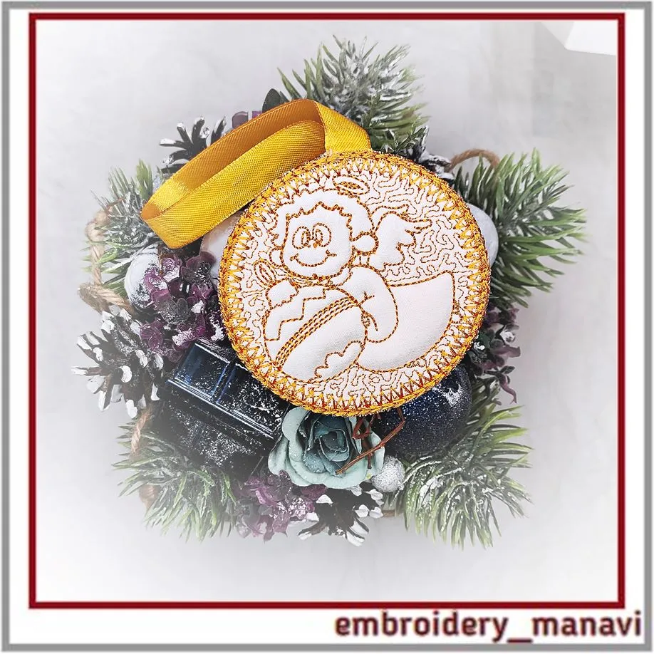 In the hoop Medallion pendant with an angel Machine embroidery design ...