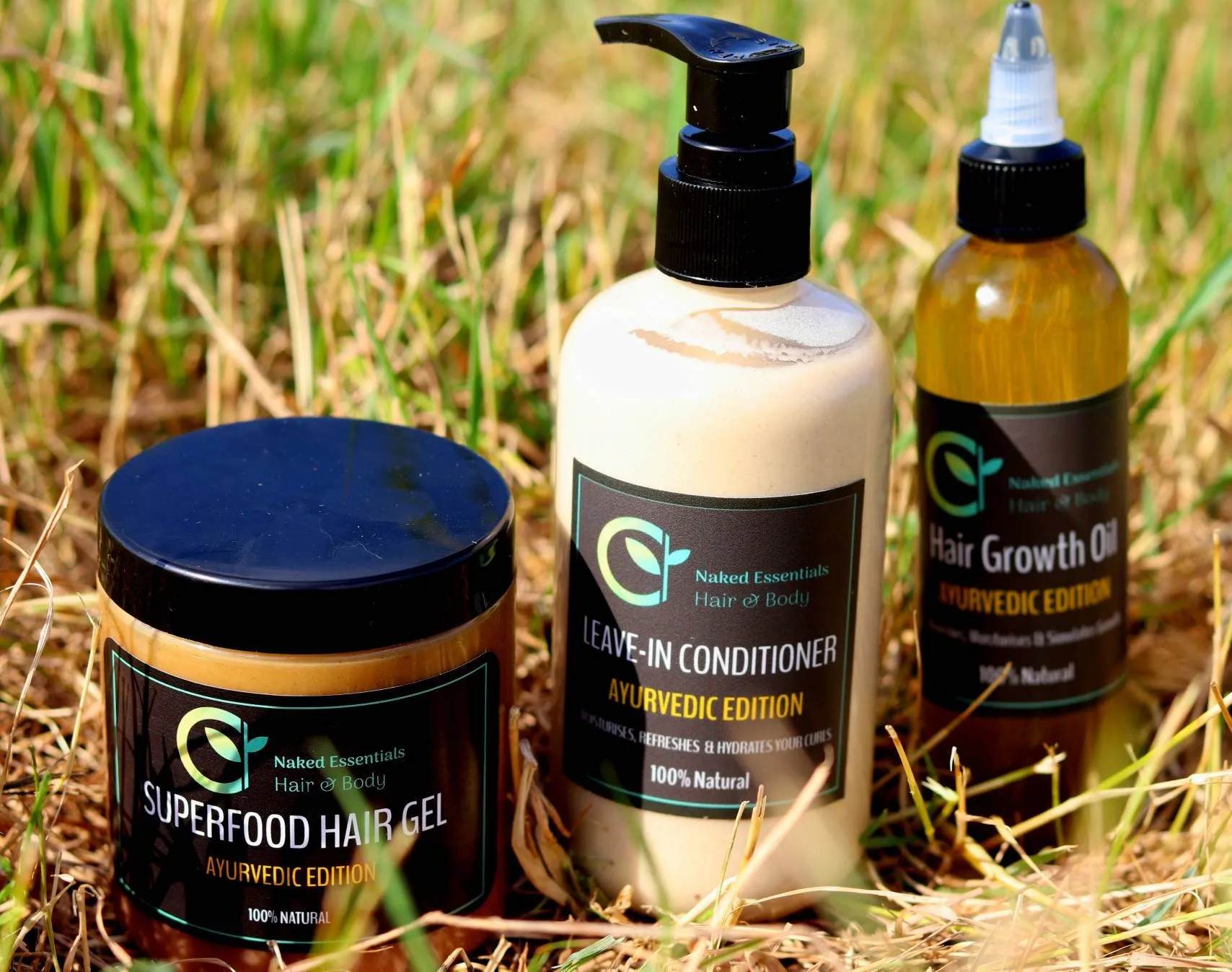 Ayurvedic Hair Product Bundle - Hair growth Oil, Hair Gel, Leave-in ...
