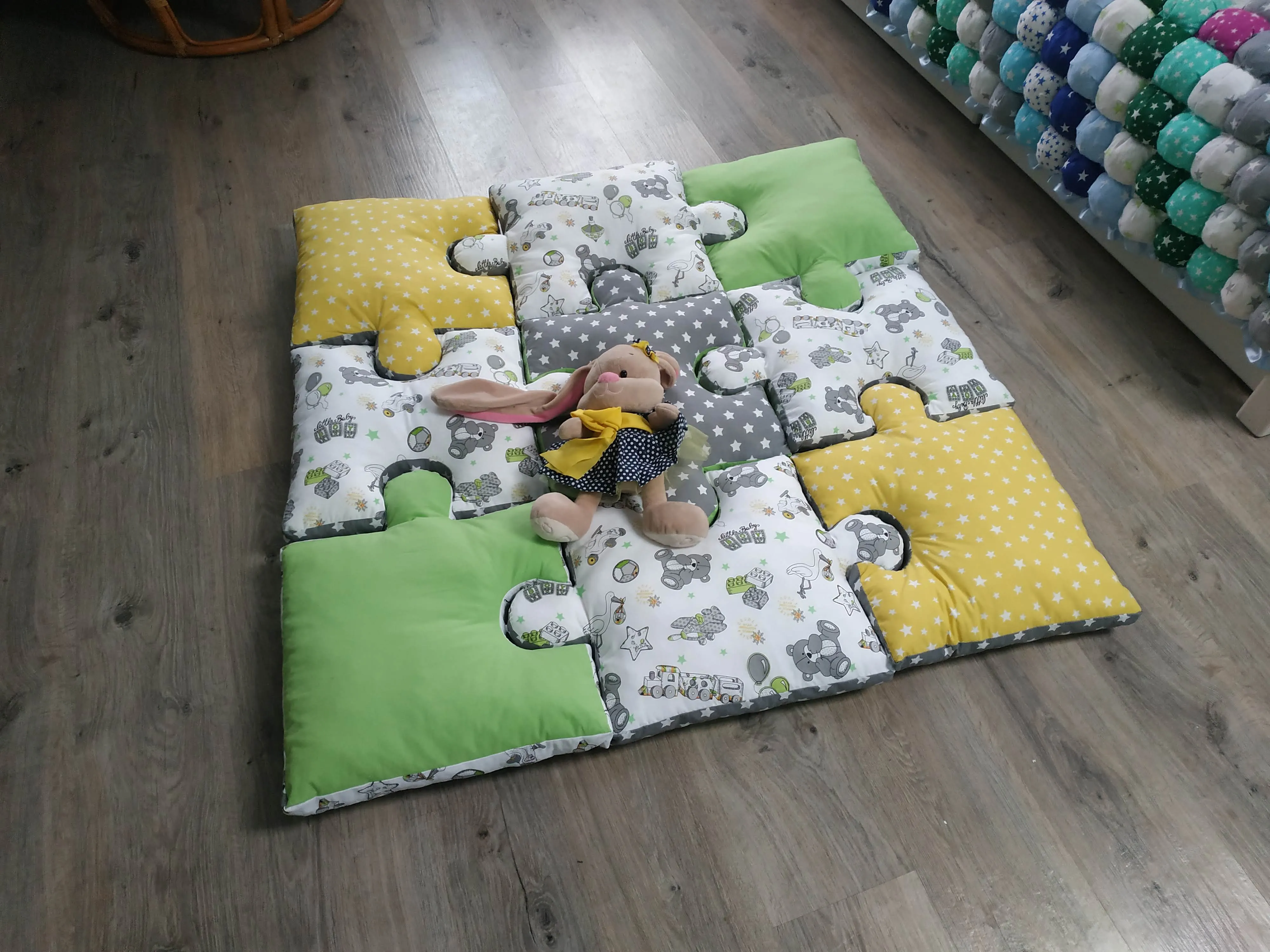 Puzzle baby play mat, baby nursery decor, puzzle pillow play mat,kids ...