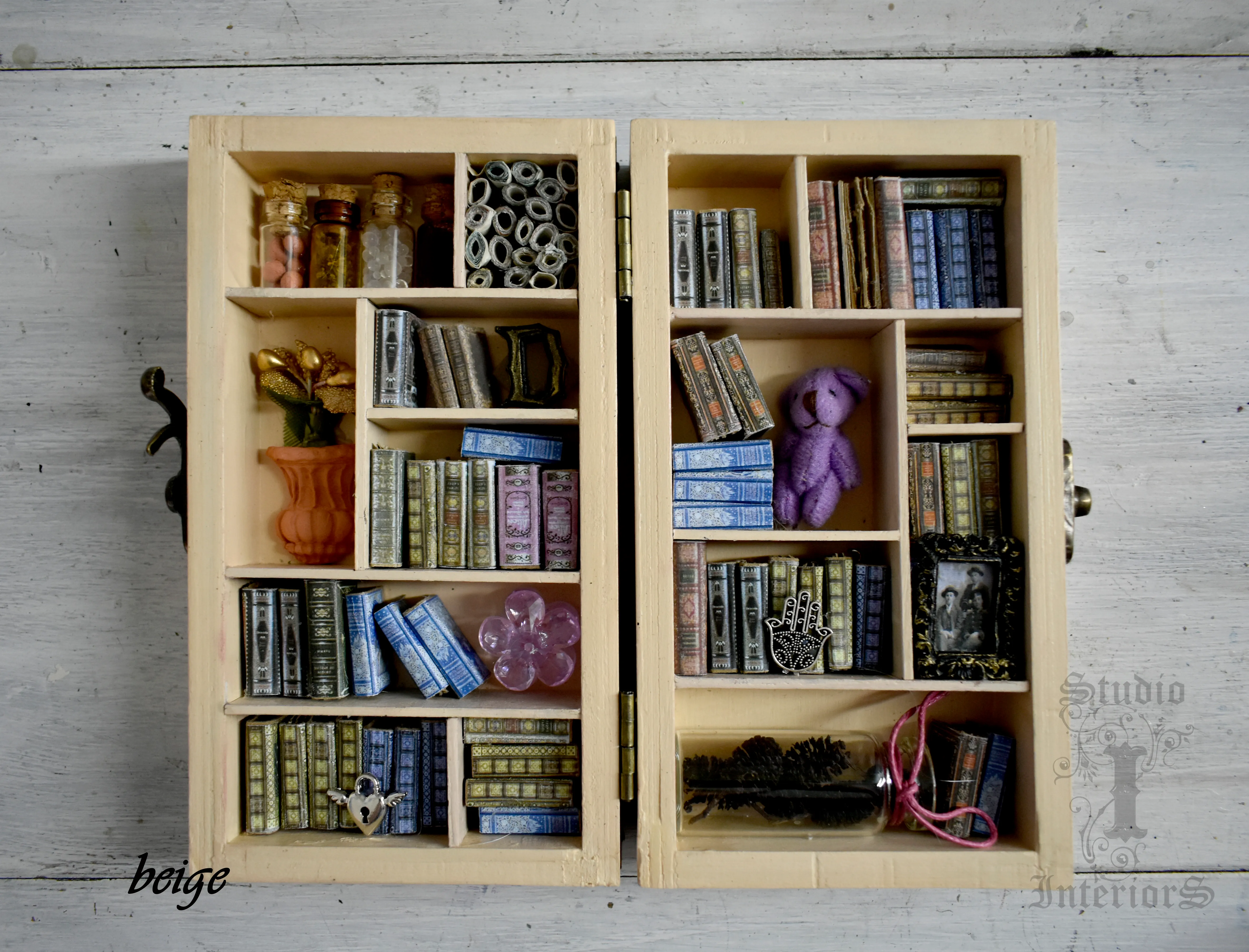 A miniature library with minibooks the bookshelves in the living room ...