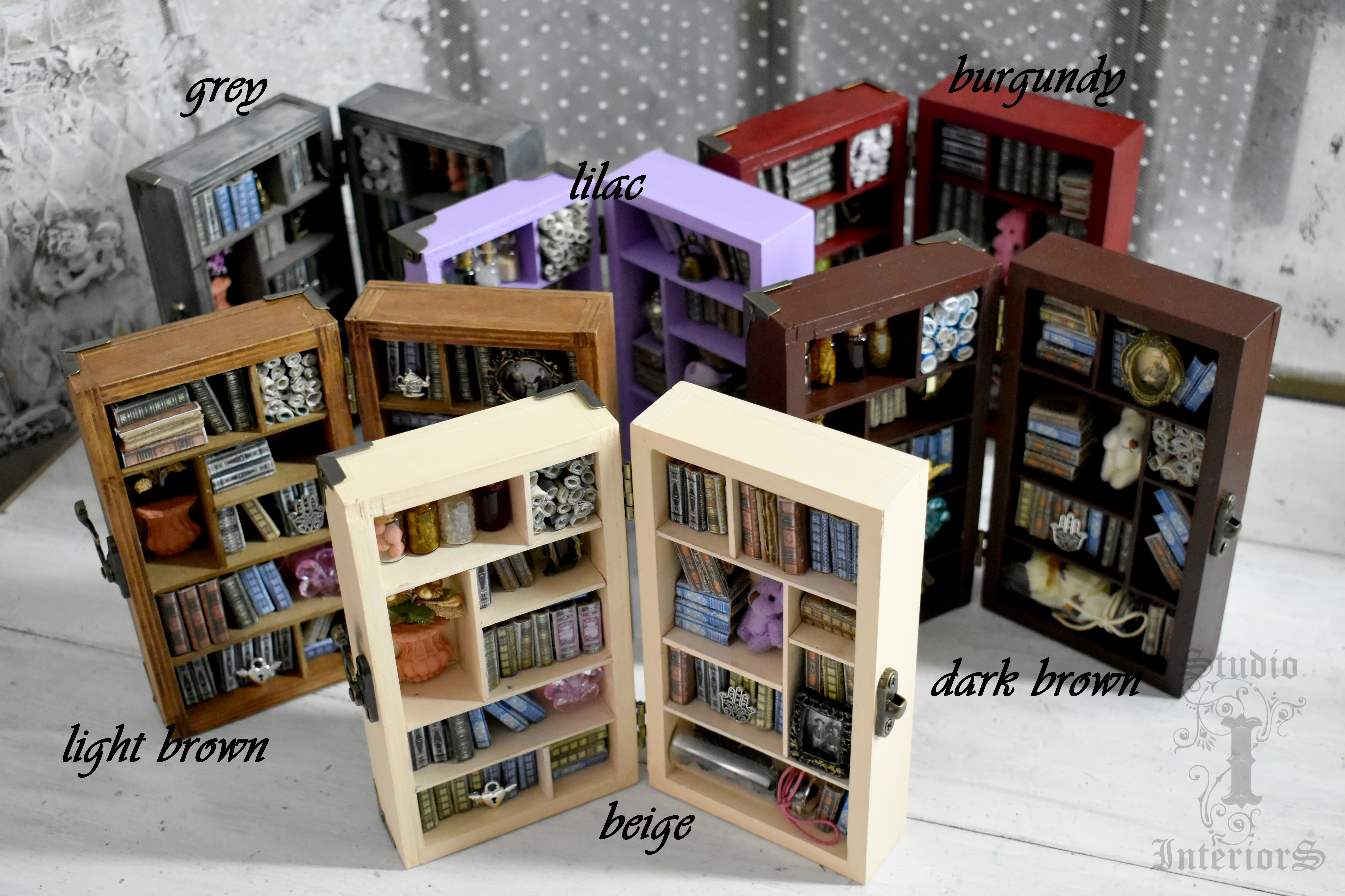 A miniature library with minibooks the bookshelves in the living room ...