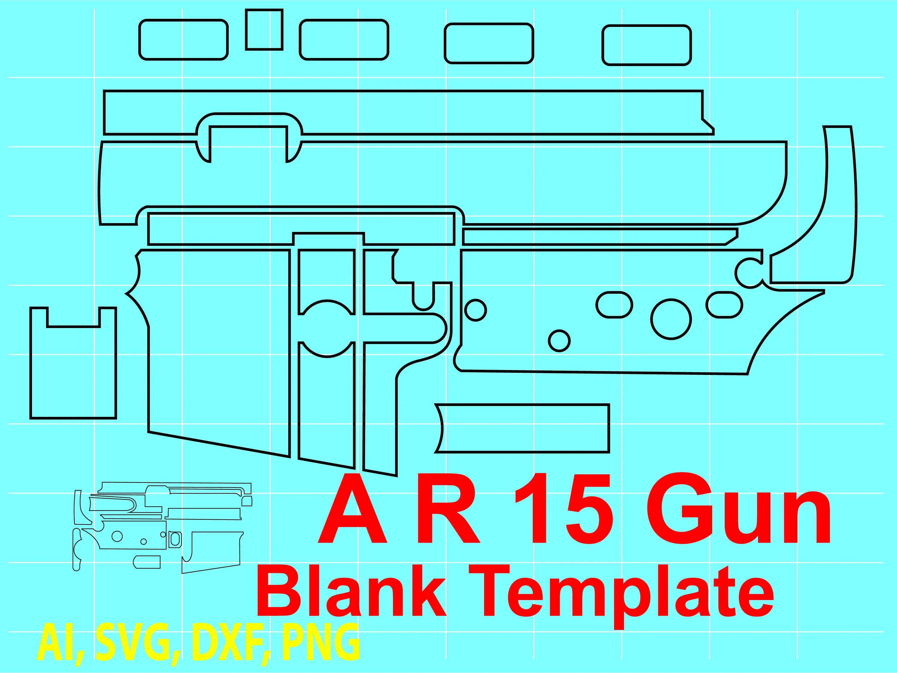 A R 15 Gun Blank Template Custom, Ai, Vector, SVG, DXF, PNG, Digital ...
