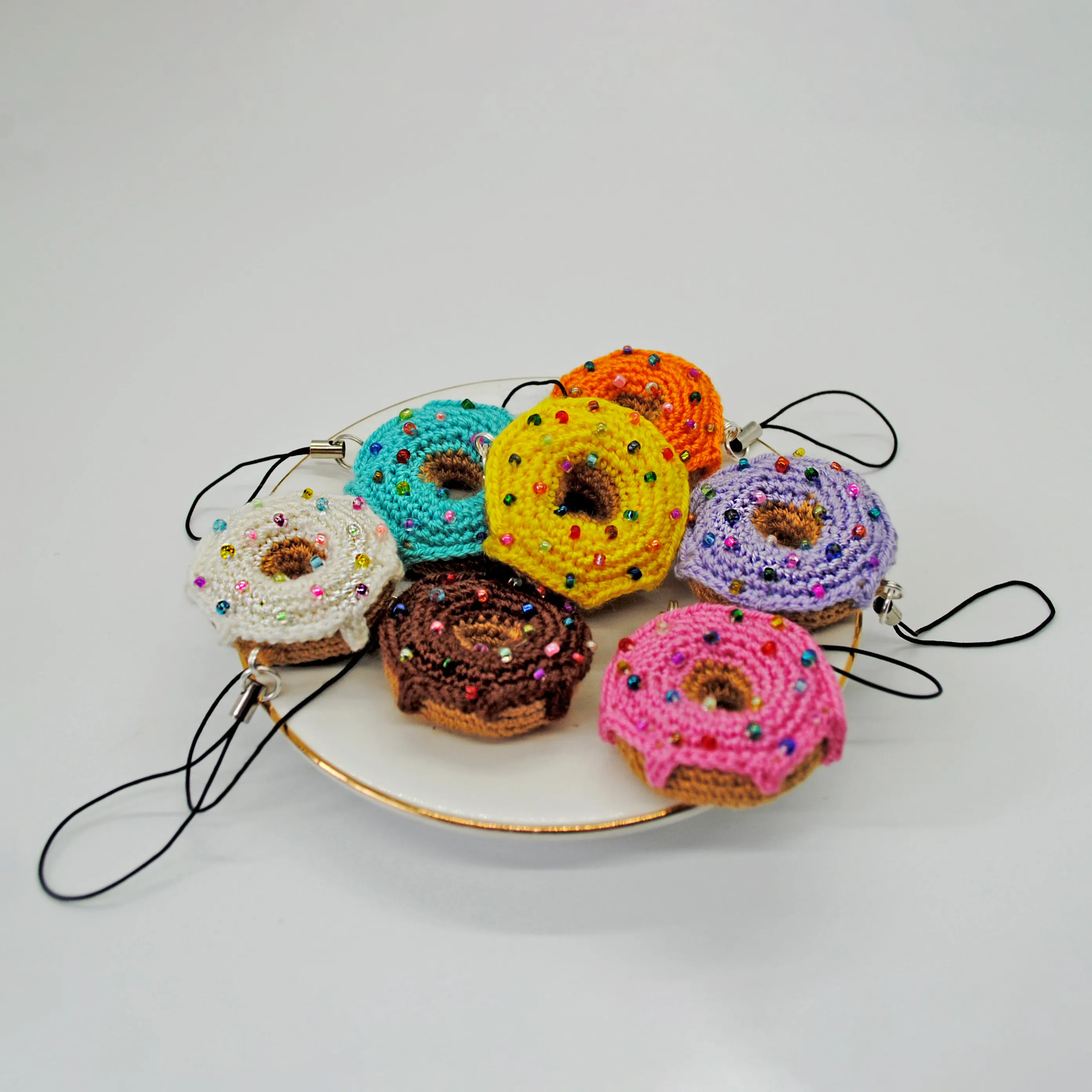 Cute donut keychain Chocolate bag charm Little colorful donut pendant ...