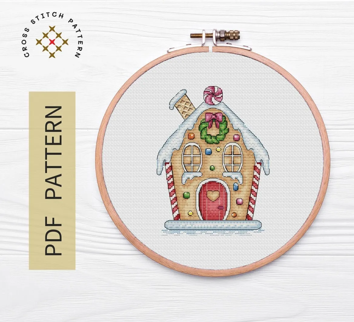 Christmas Gingerbread House Cross Stitch PDF, Merry Christmas Cross ...