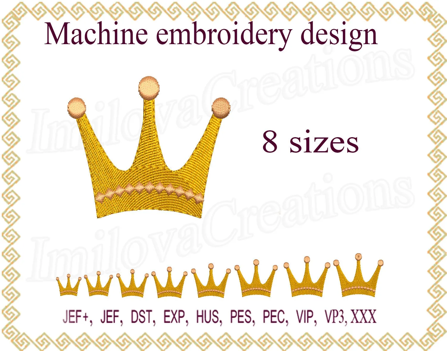 Crown Embroidery Design Corona Machine Embroidery Design Tiara ...