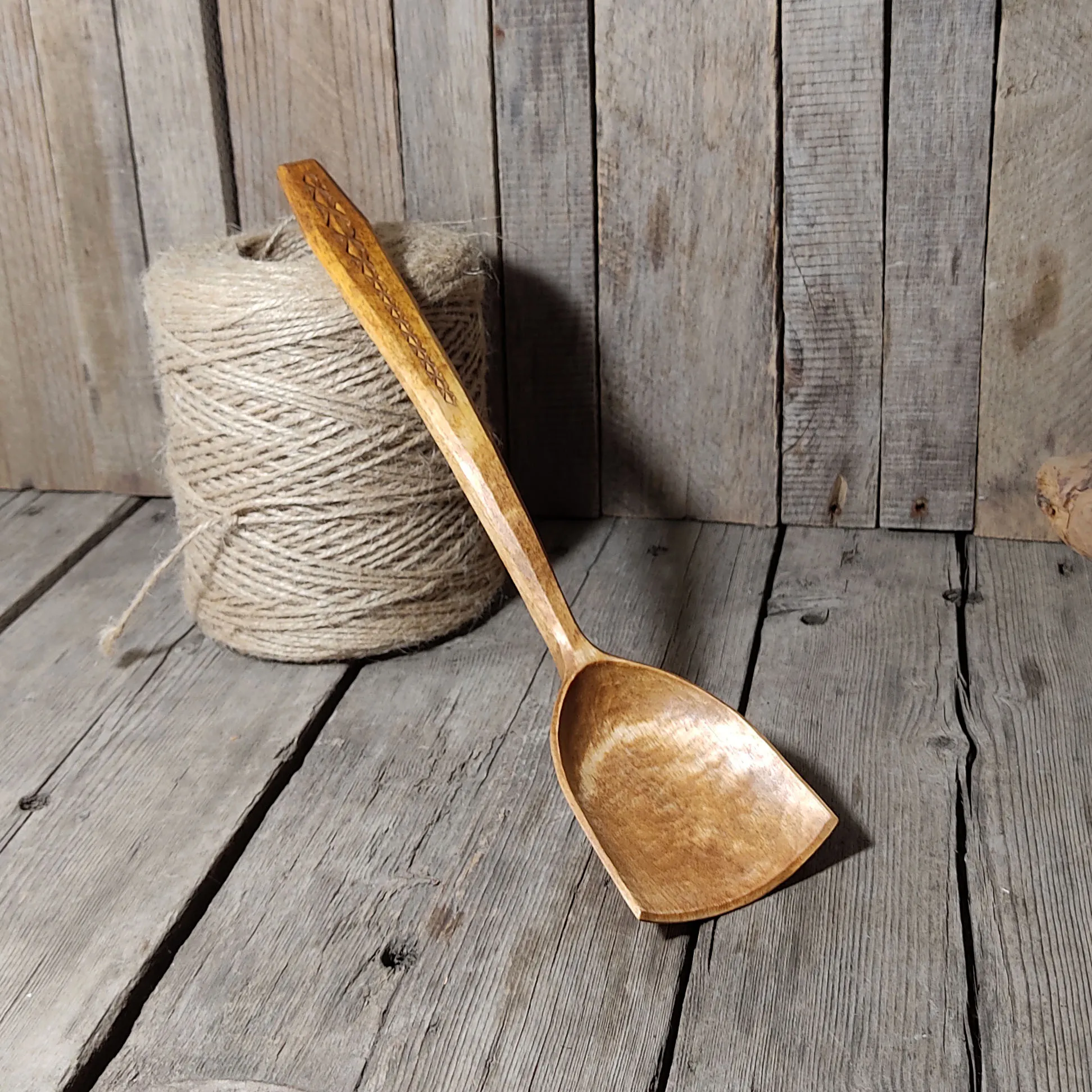Wooden wok tool Handmade cooking spoon Handcarved birch spoon Wooden ...