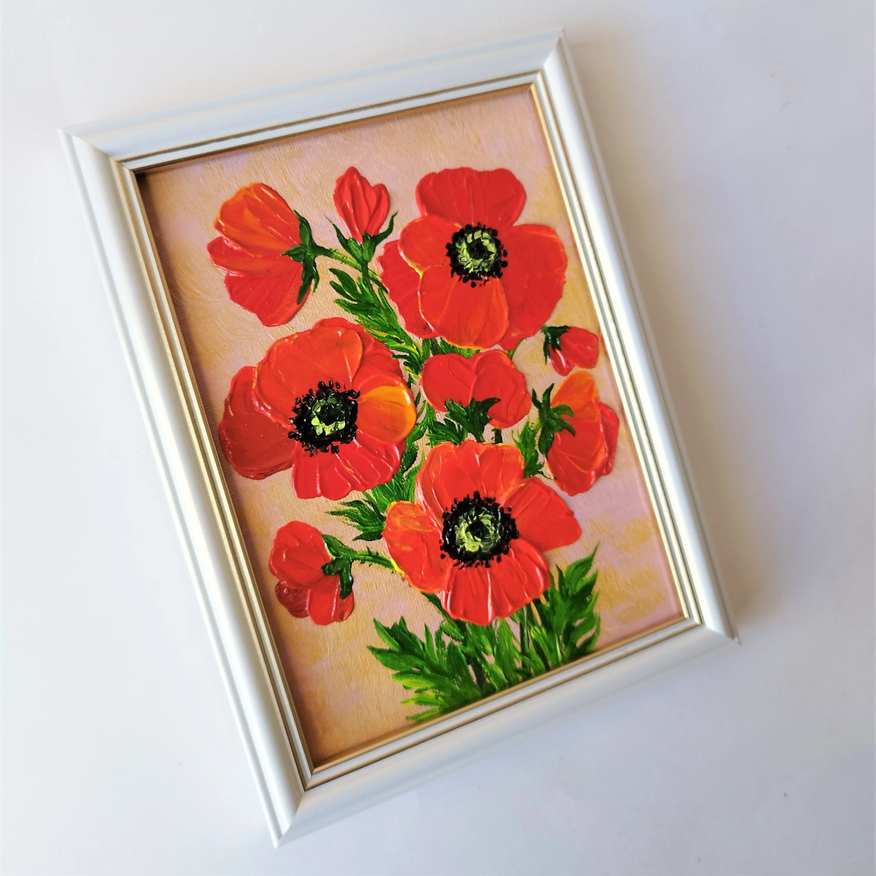 Poppies painting Red poppies original artwork Poppy texture painting ...