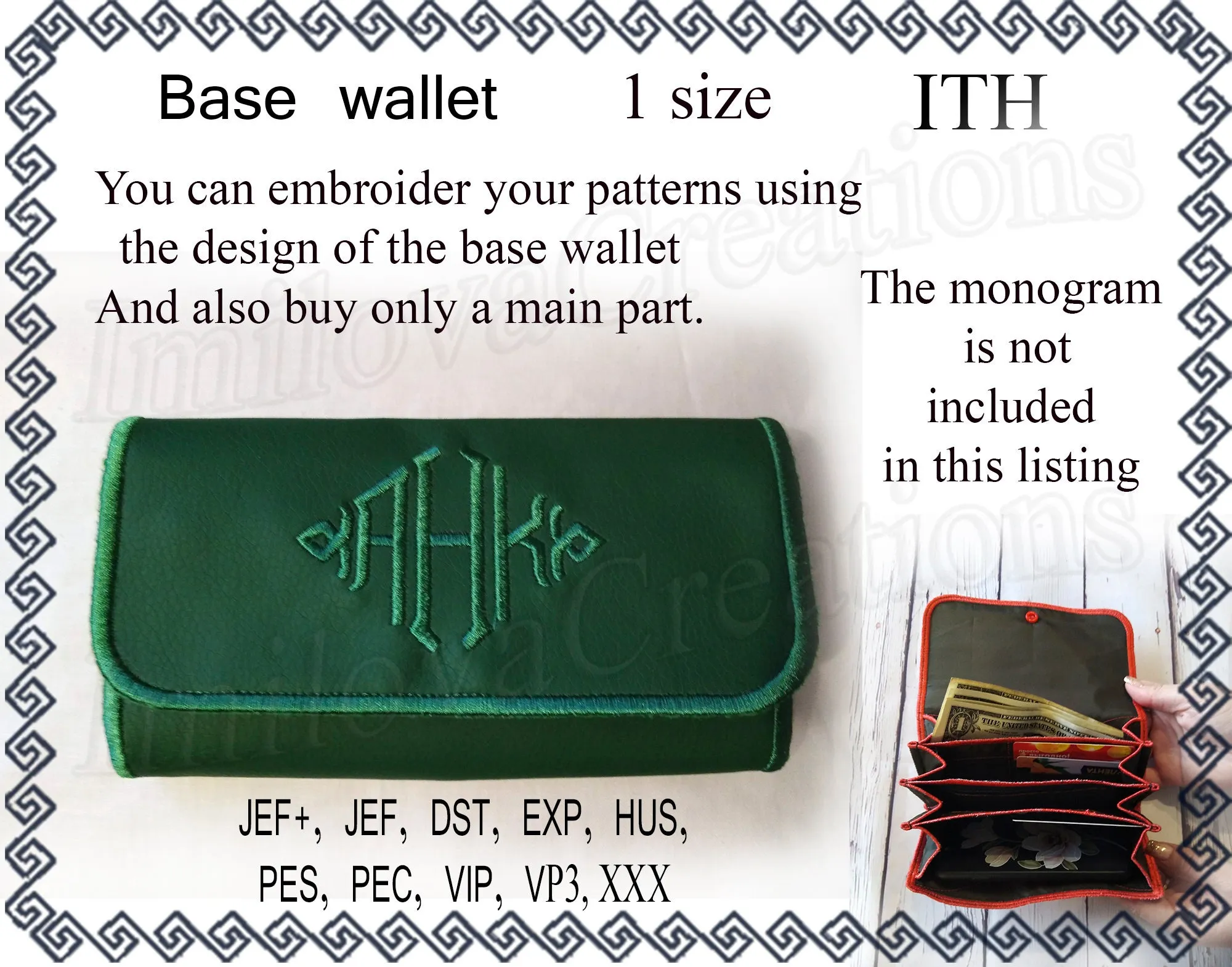 Base Wallet Machine embroidery designs In the Hoop purse, phone case ...