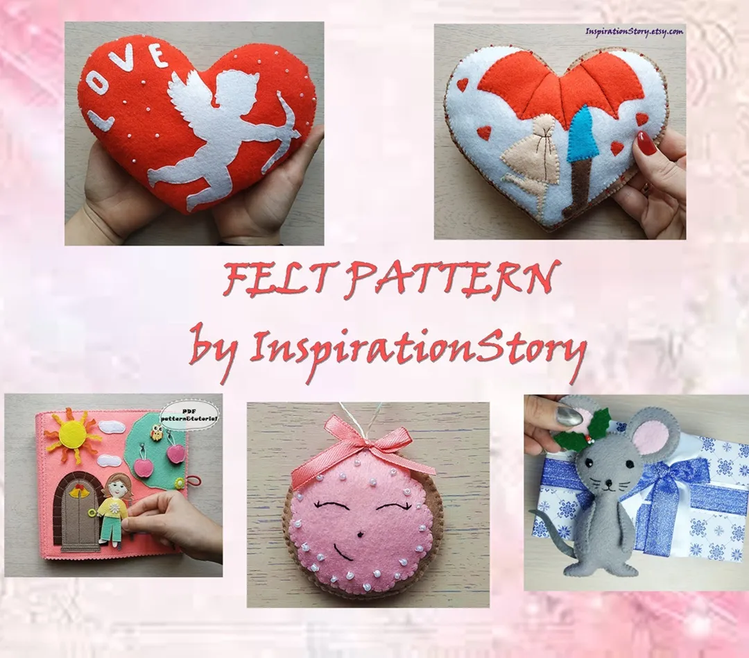 Valentines day pattern PDF Felt heart pattern Heart ornament Valentines ...