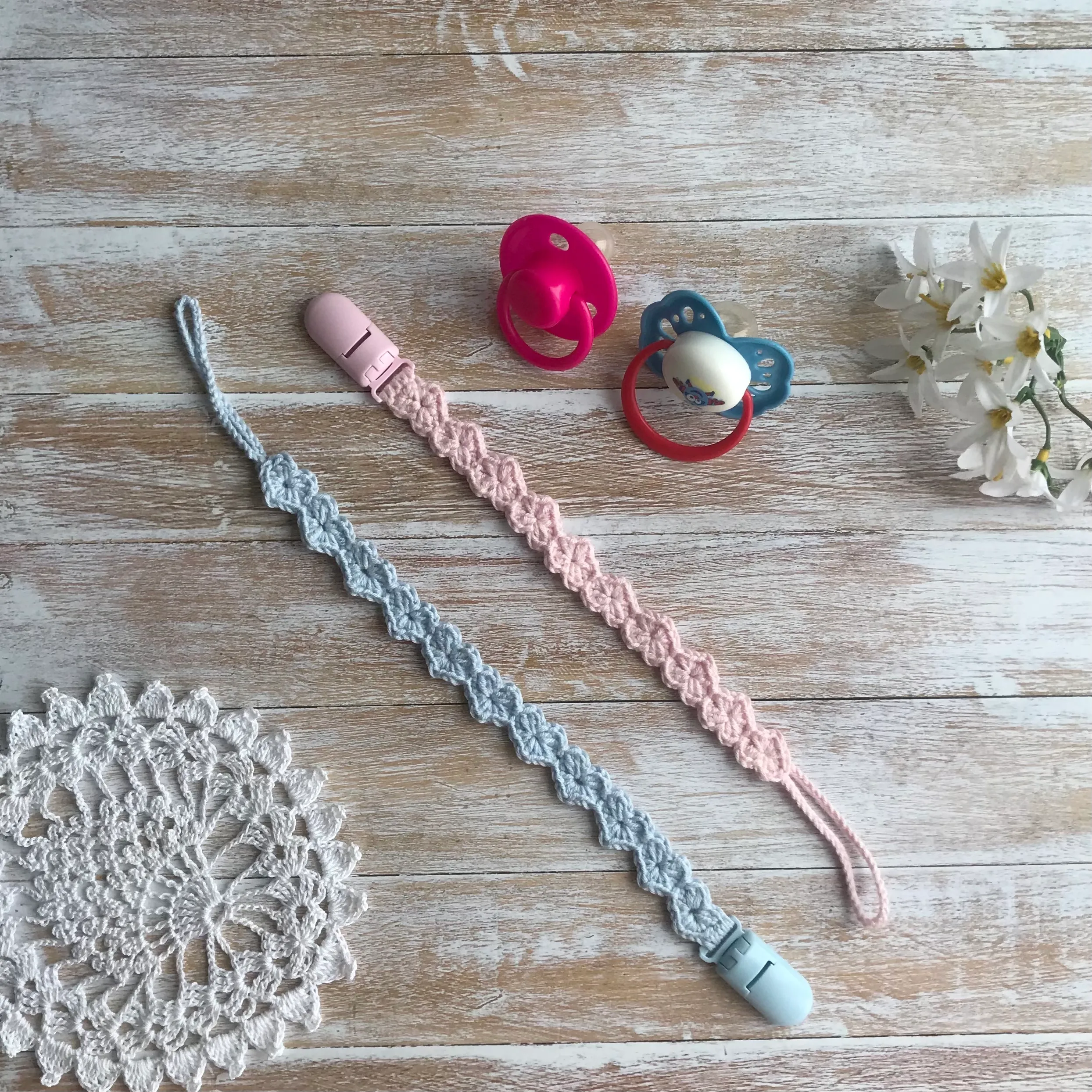 Pacifier clip girl and boy, binky clip, knit pacifier clip $25.00 | Buy ...