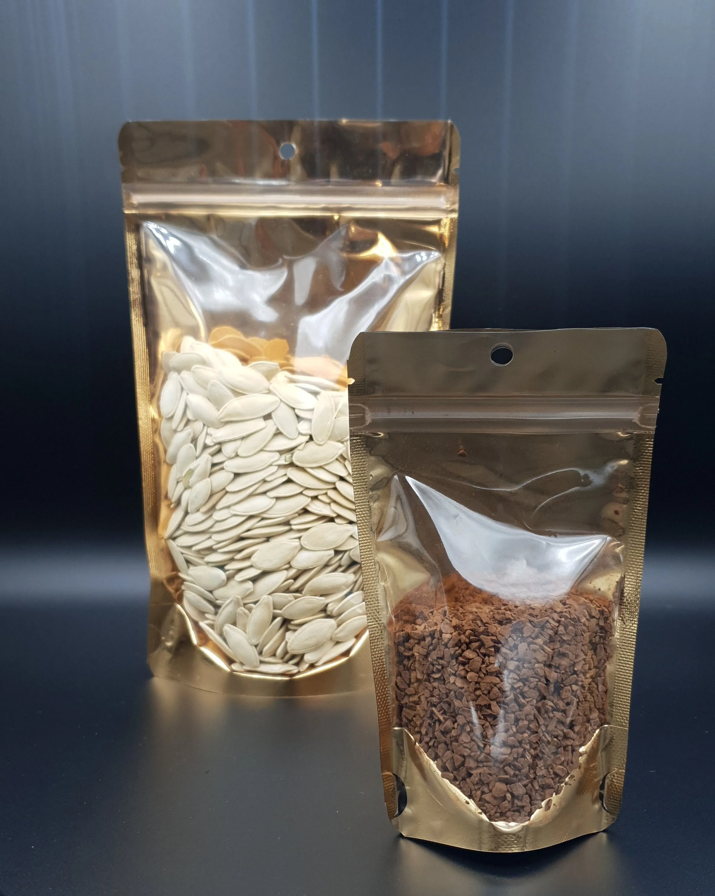 Gold Metalized STAND UP POUCH One side Clear with Zipper Locked Bag ...