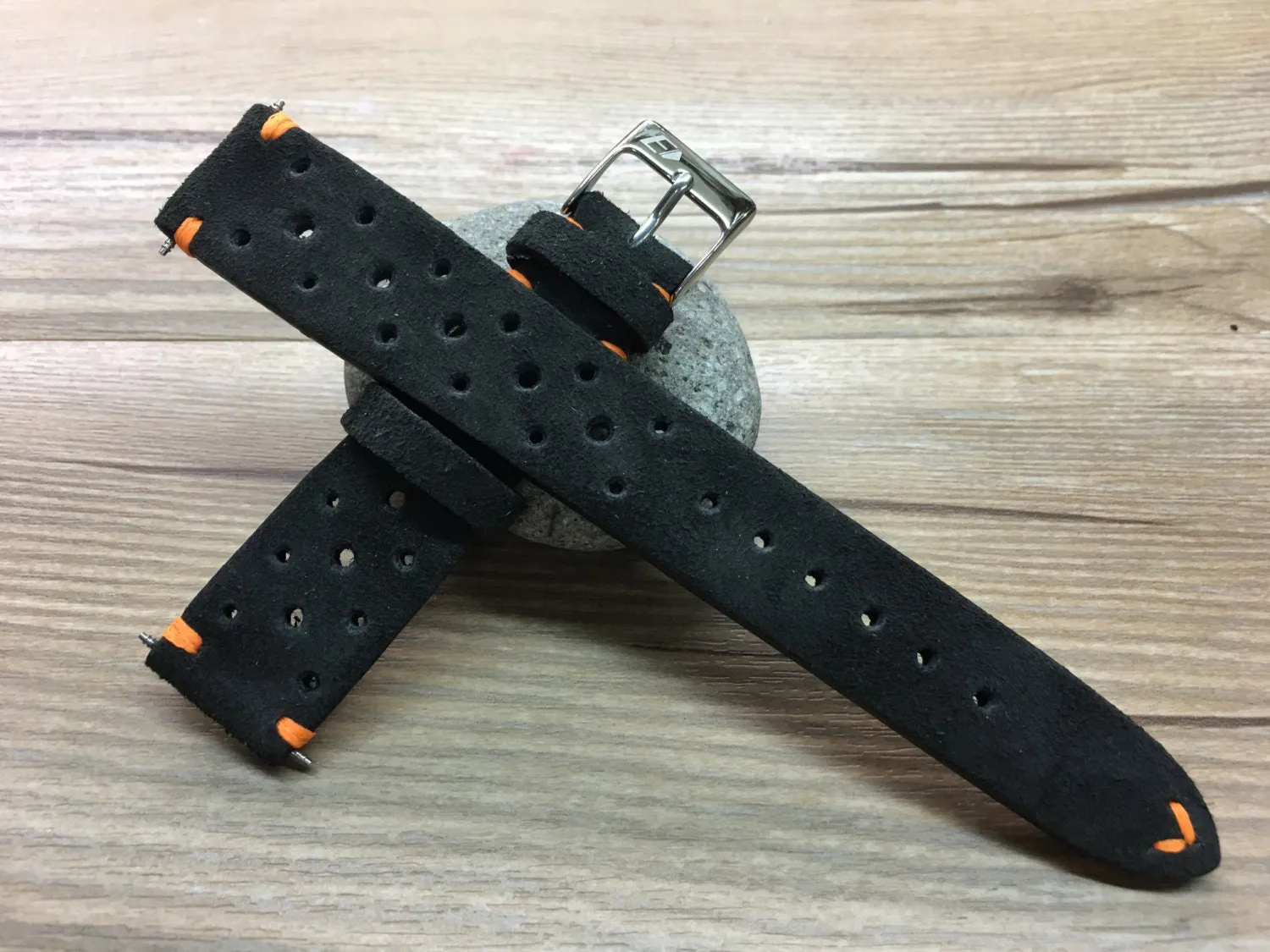 Leather watch strap, Leather watch band, Suede grey, Rally Watch strap ...