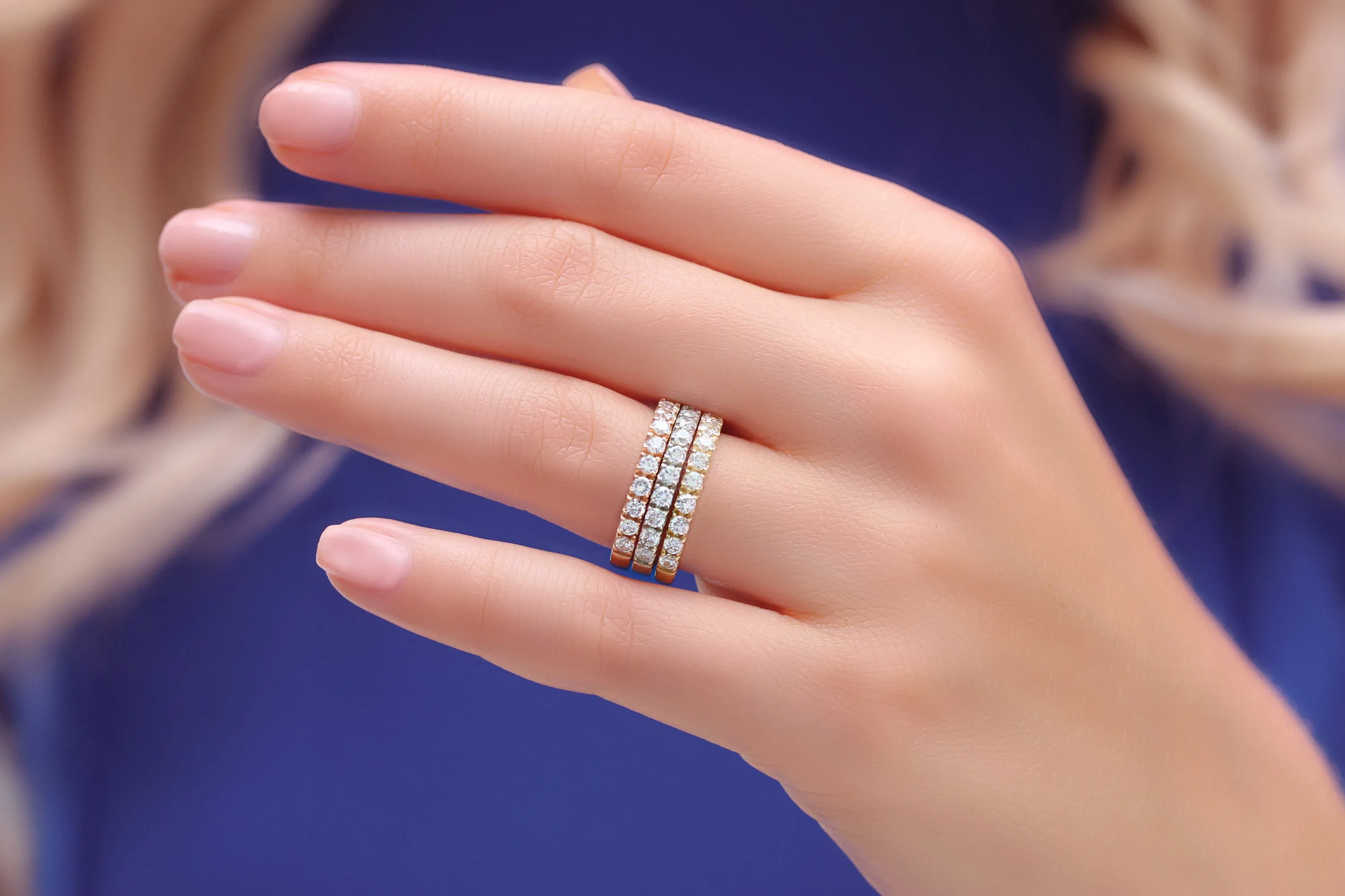 WEDDING RING SET | Moissanite Diamond Three Ring Band Set | Eternity ...