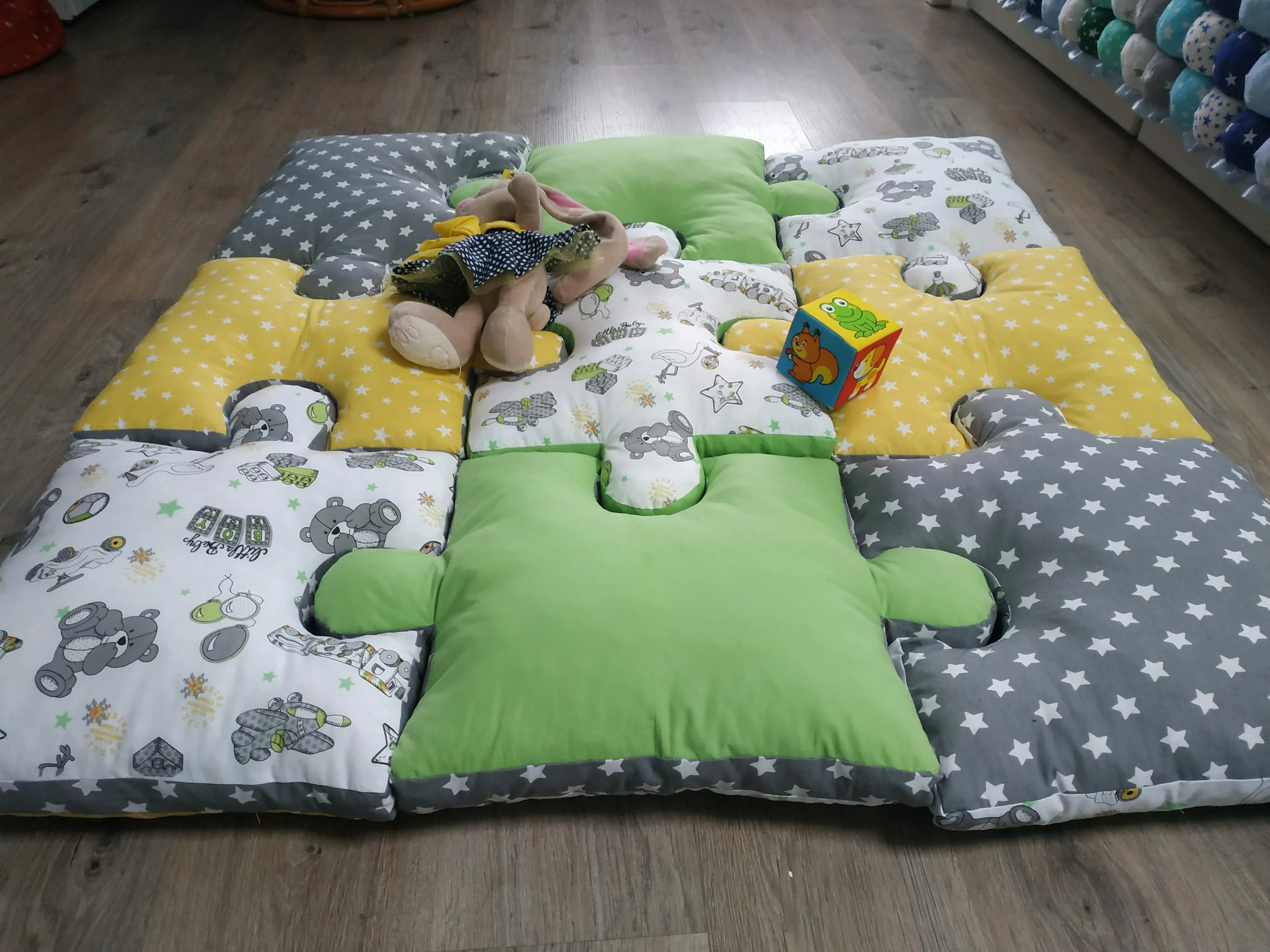 Puzzle baby play mat, baby nursery decor, puzzle pillow play mat,kids ...