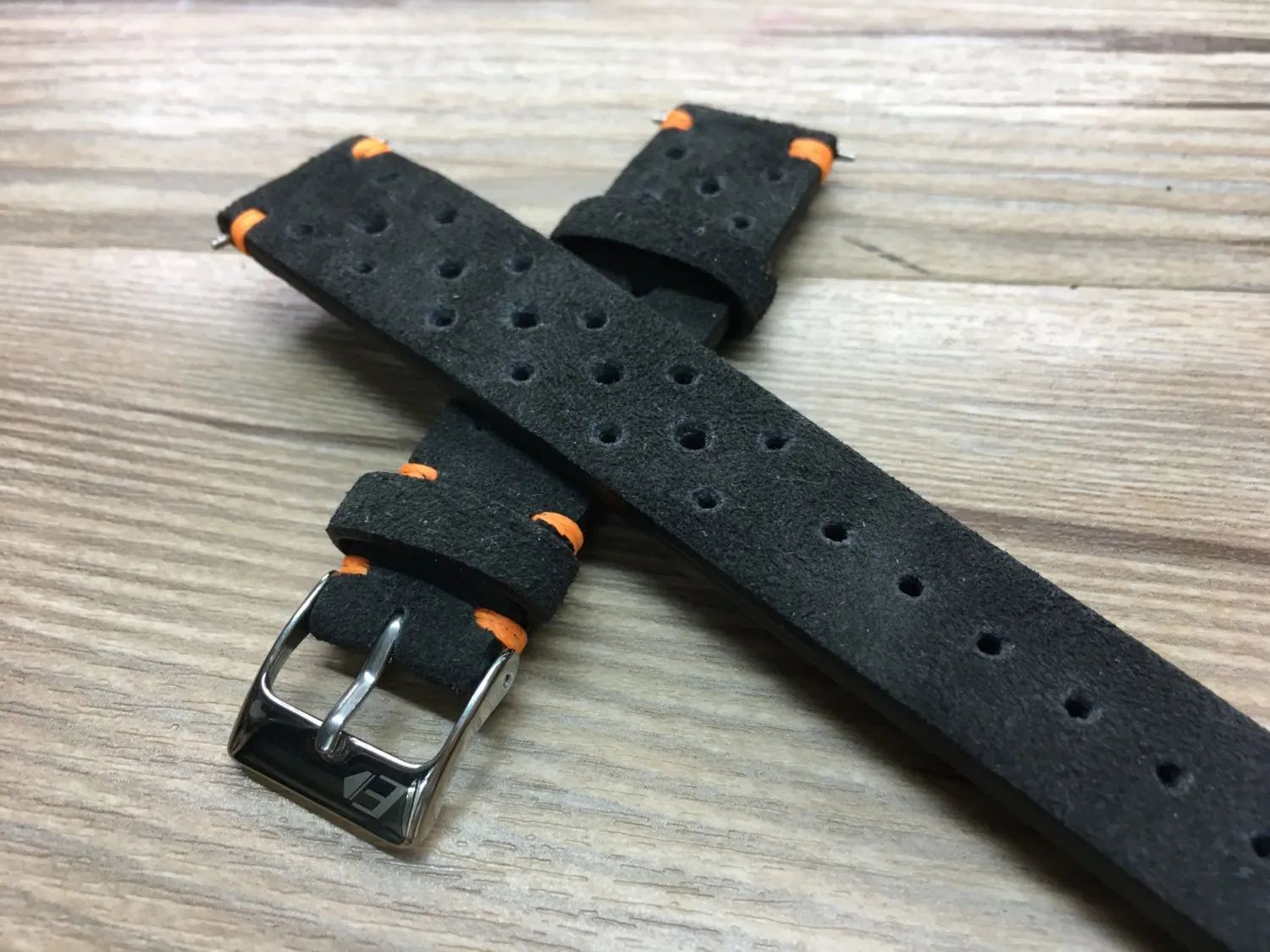Leather watch strap, Leather watch band, Suede grey, Rally Watch strap ...