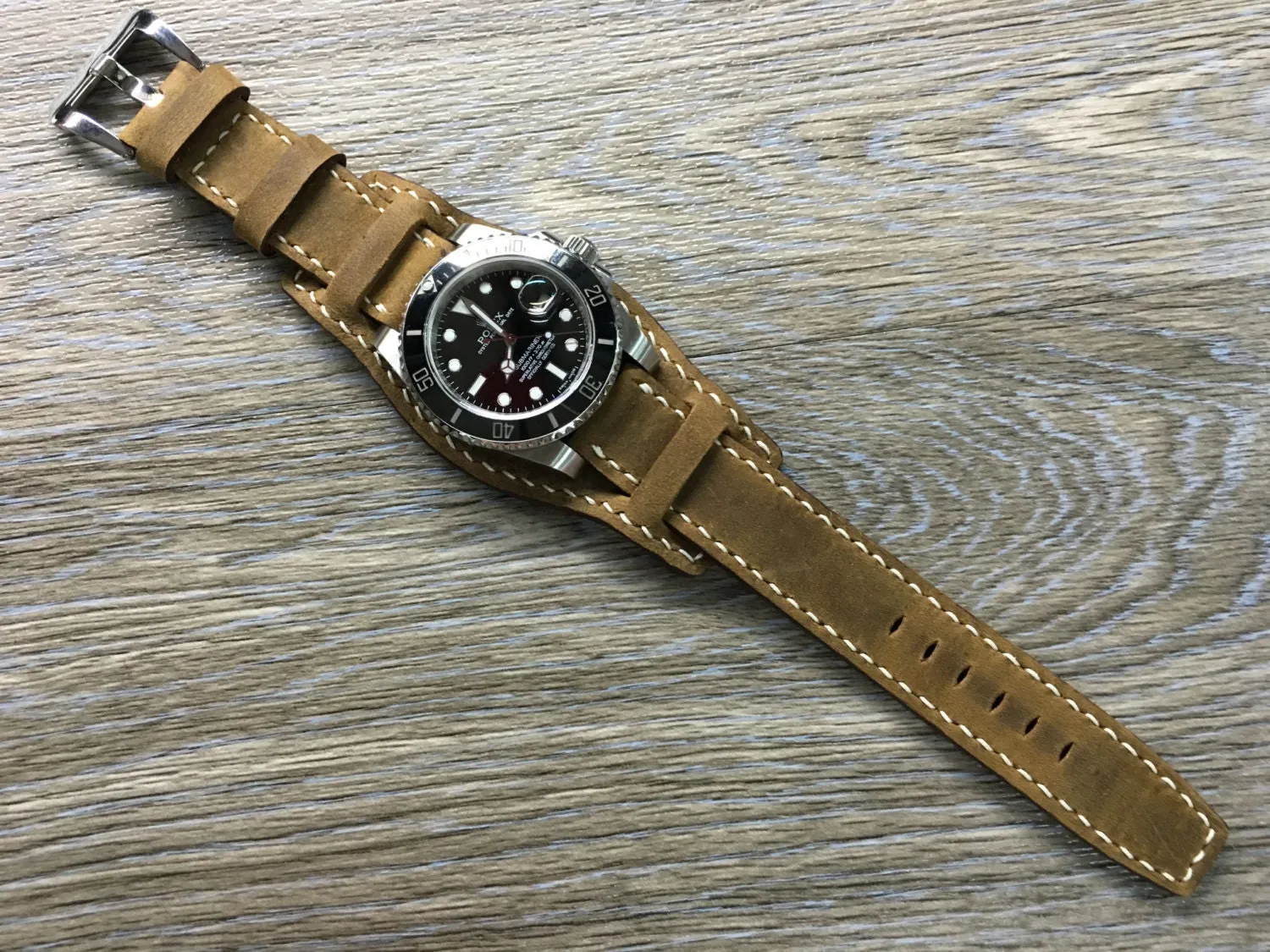 Brown Leather Watch Bund Straps in 19mm 20mm, Genuine Leather Watch ...