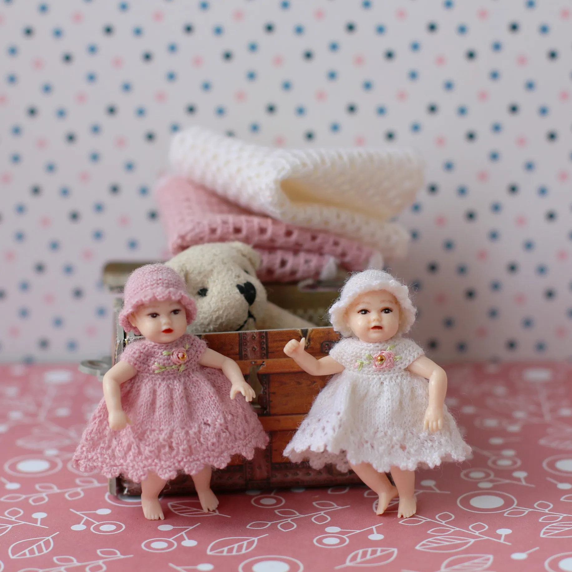 Miniature hand knitted dress for 2 inch baby doll Heidi Ott $56.00 ...