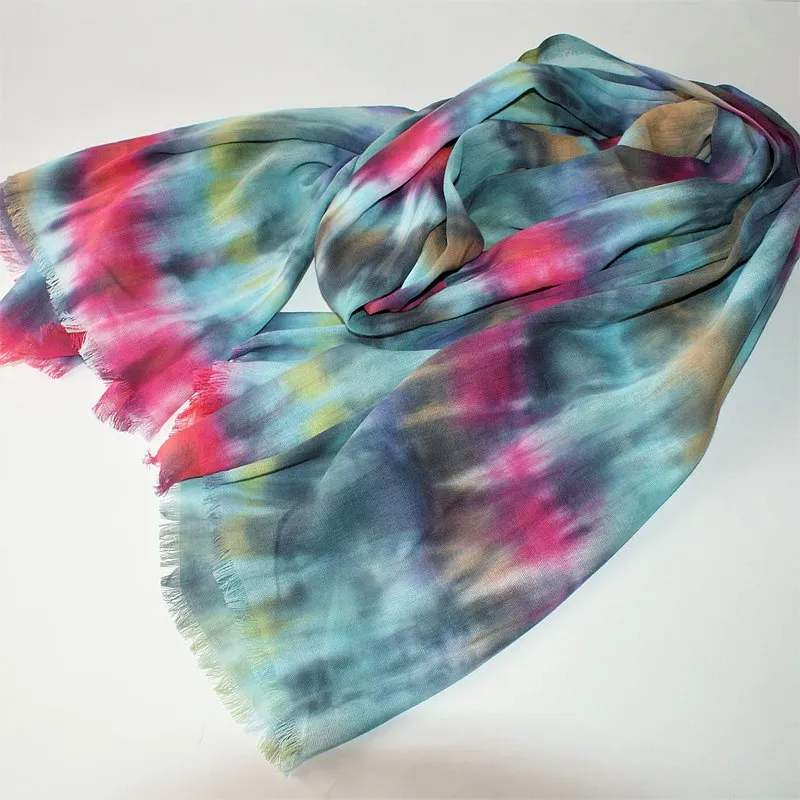 Cotton scarf Designer blue scarf Cotton colored shawl Gift tie dye ...