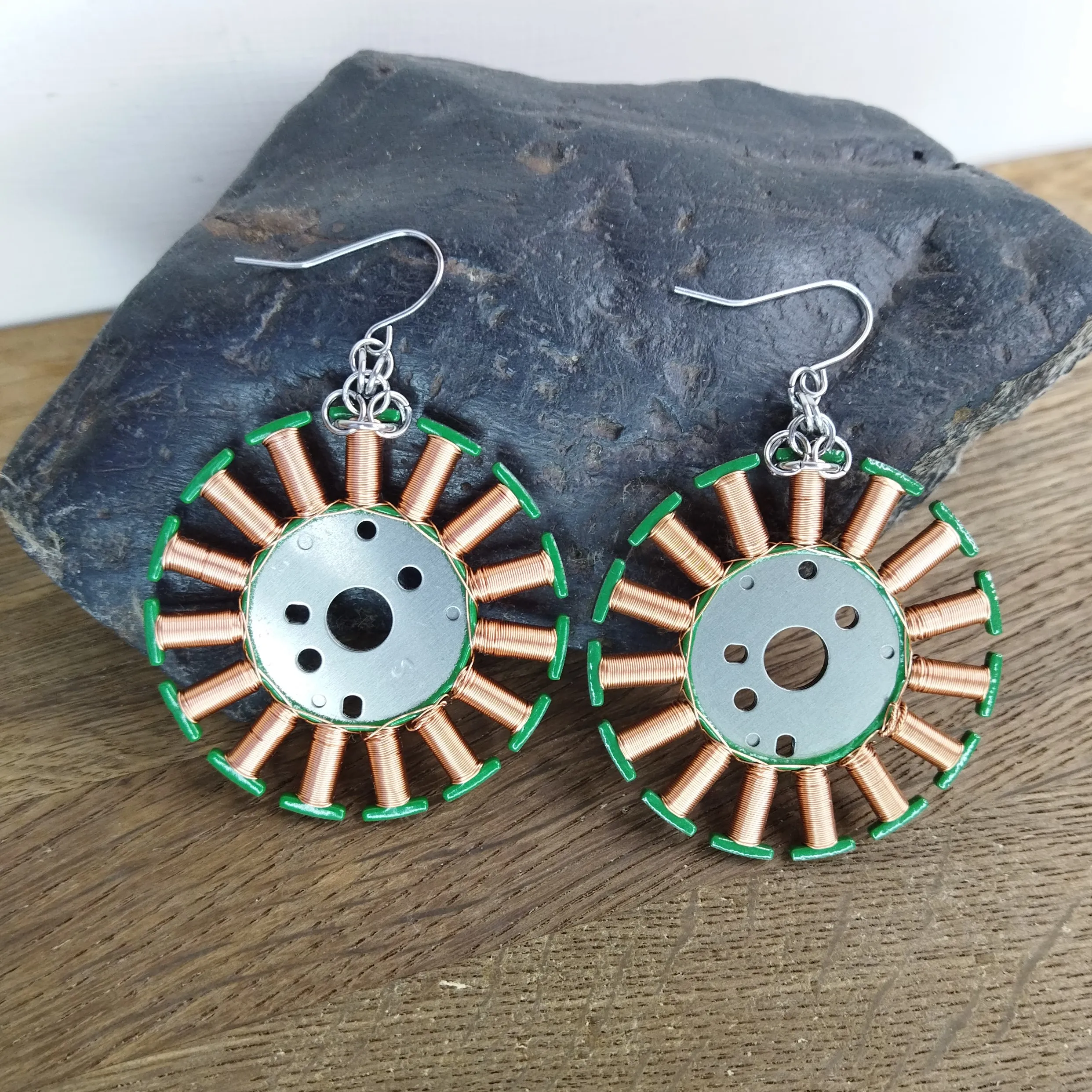 Cyberpunk earrings circle Cybercore jewelry Copper wire wrapped ...