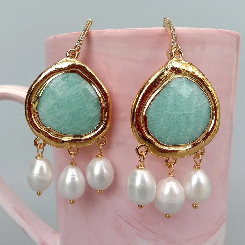 Amazonite Earrings, Real Amazonite Drop Earrings, Amazonite Stone Earrings, Amazonite Jewellery ...