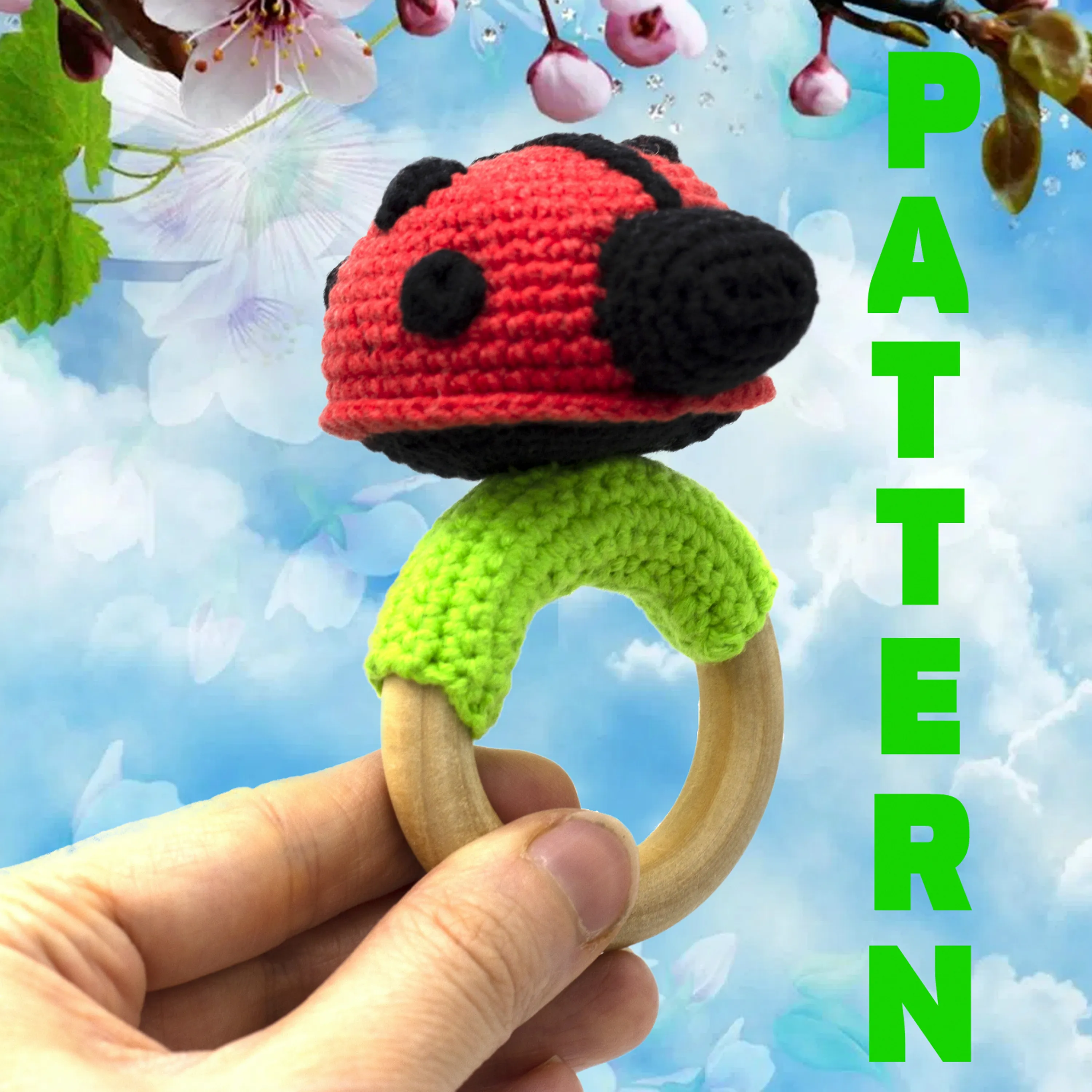 Crochet ladybug teether pattern PDF insect toys organic baby toys ...