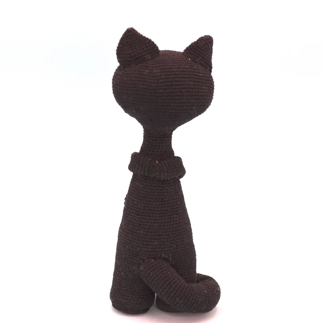 Black cat toy figurine, black plush cat, Halloween decor, soft animal ...