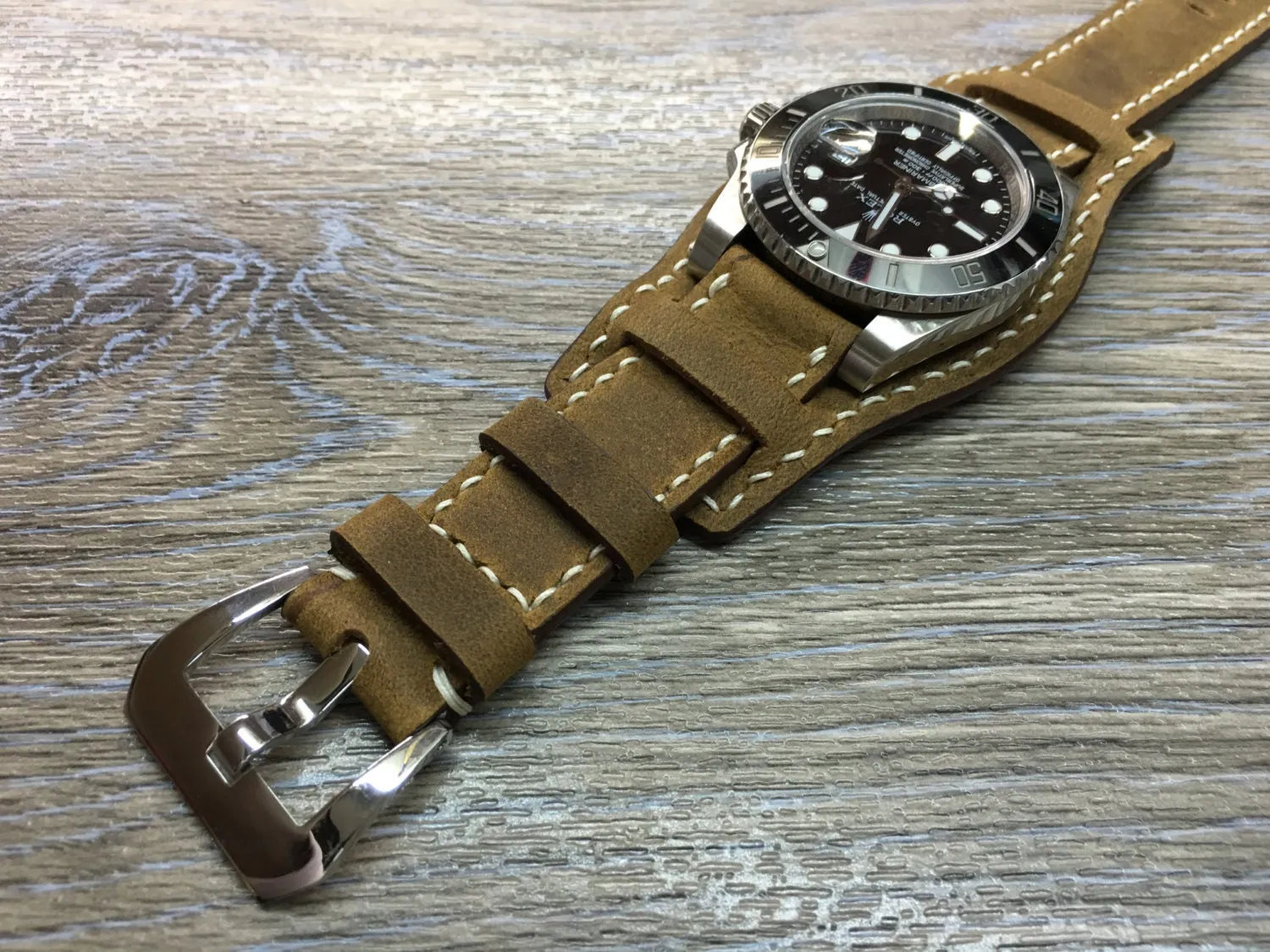 Brown Leather Watch Bund Straps in 19mm 20mm, Genuine Leather Watch ...