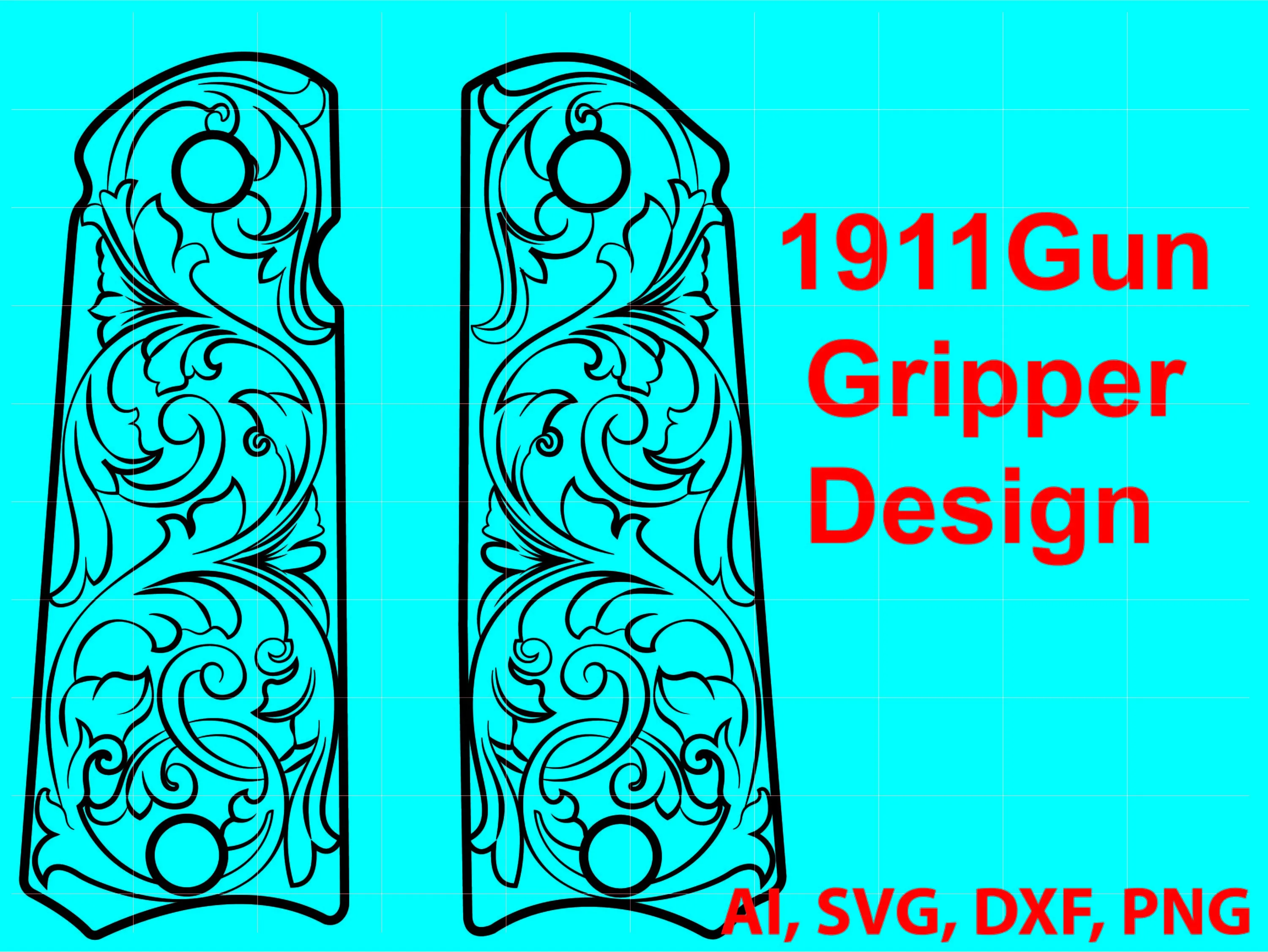 Gun 1911 Hand Gun Gripper Design Custom, Ai, Vector, SVG, DXF, PNG ...