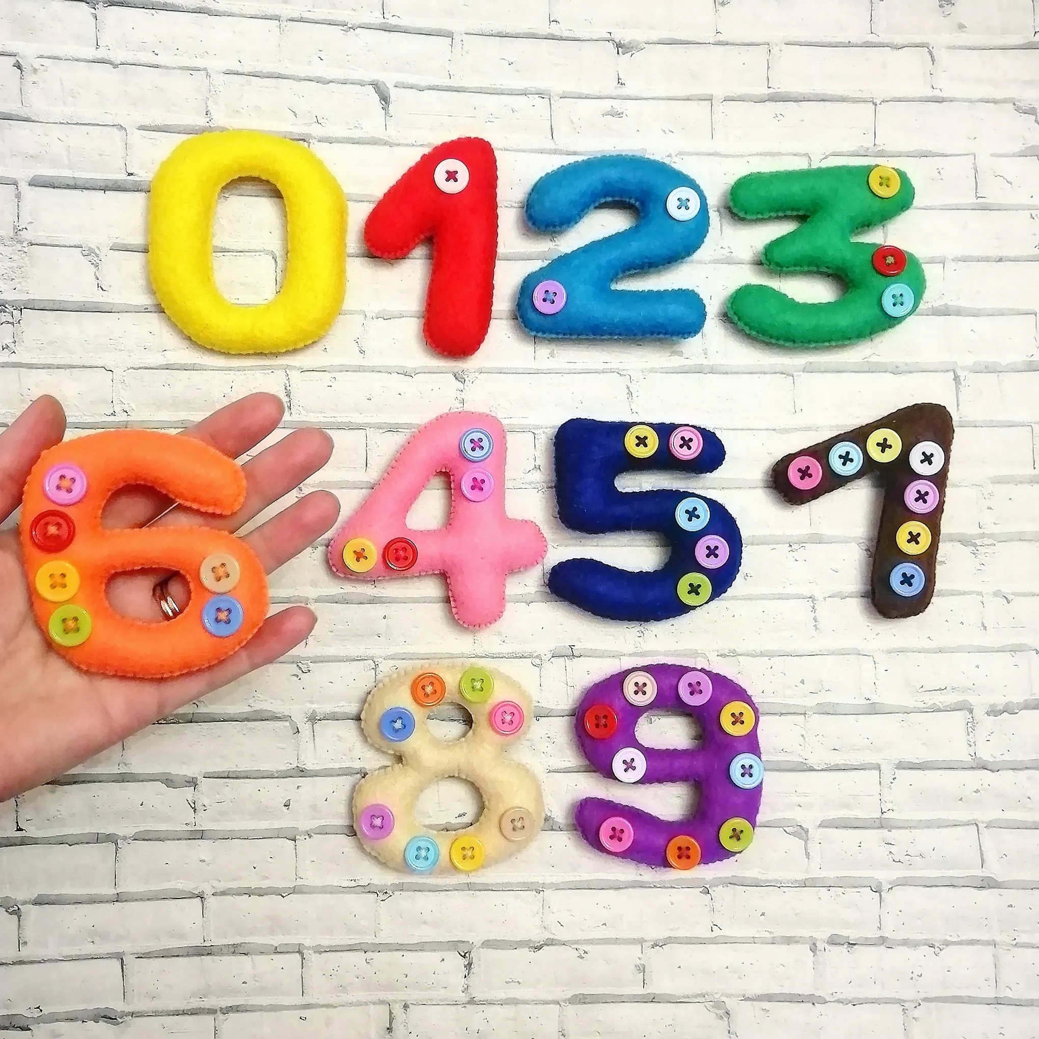 Felt Numbers Set 0-9 Handmade Multicolor Small Felt numbers Colorful ...