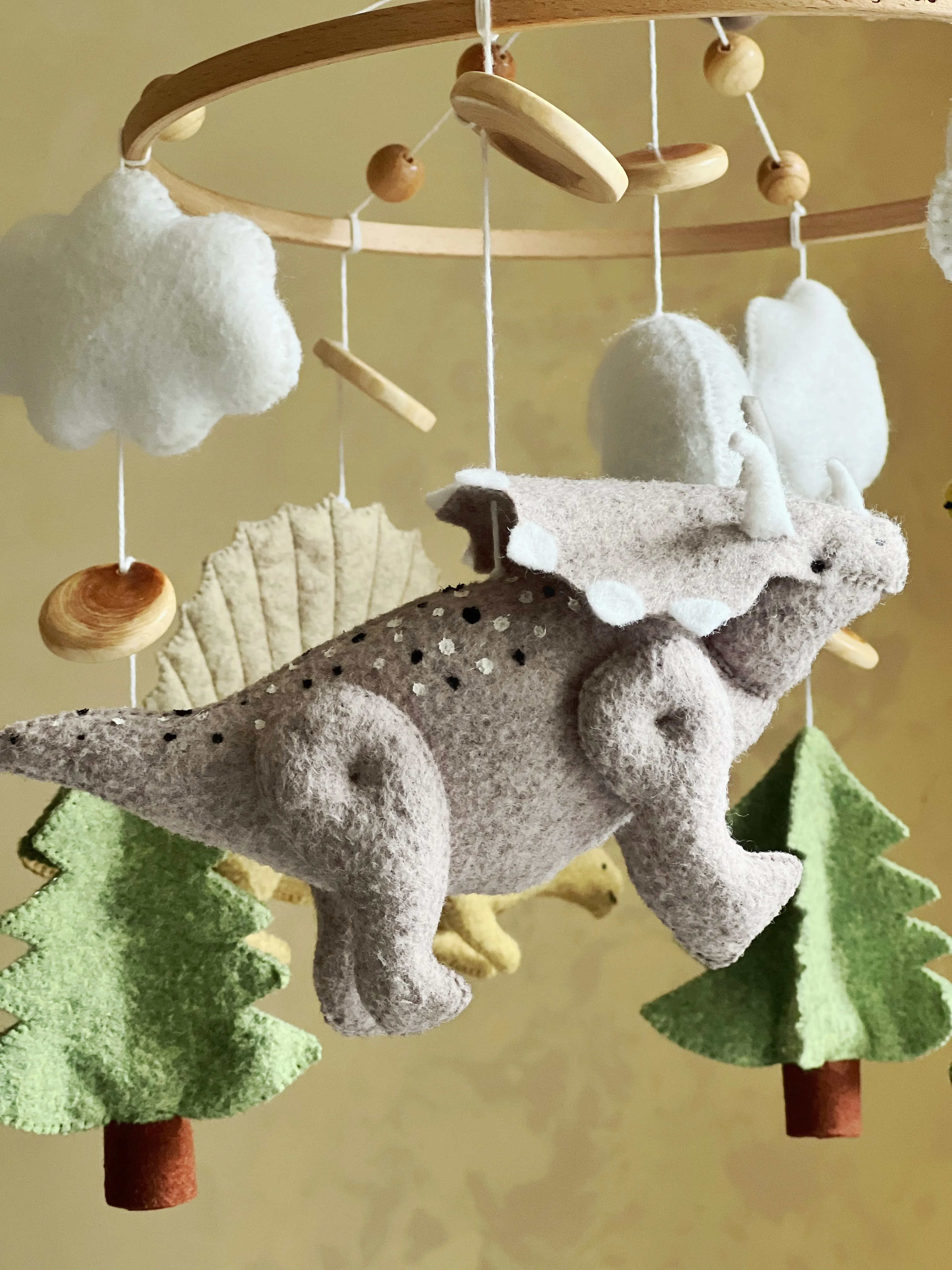 Dinosaurs baby mobile crib Musical felt mobile boy Baby shower gift ...