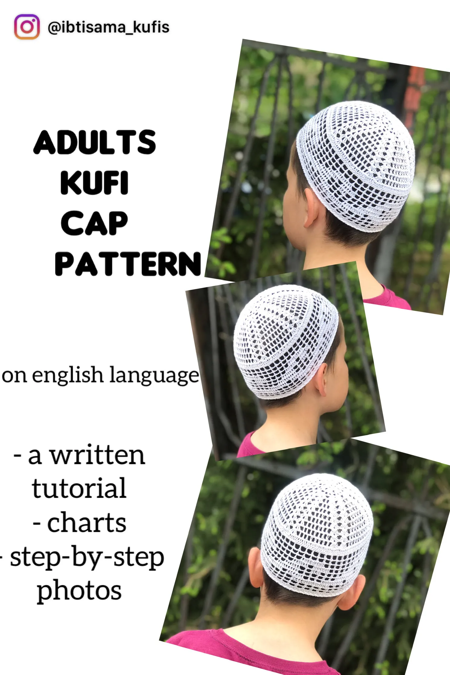 Crochet kufi topi cap pdf pattern $4.40 | Buy online with delivery