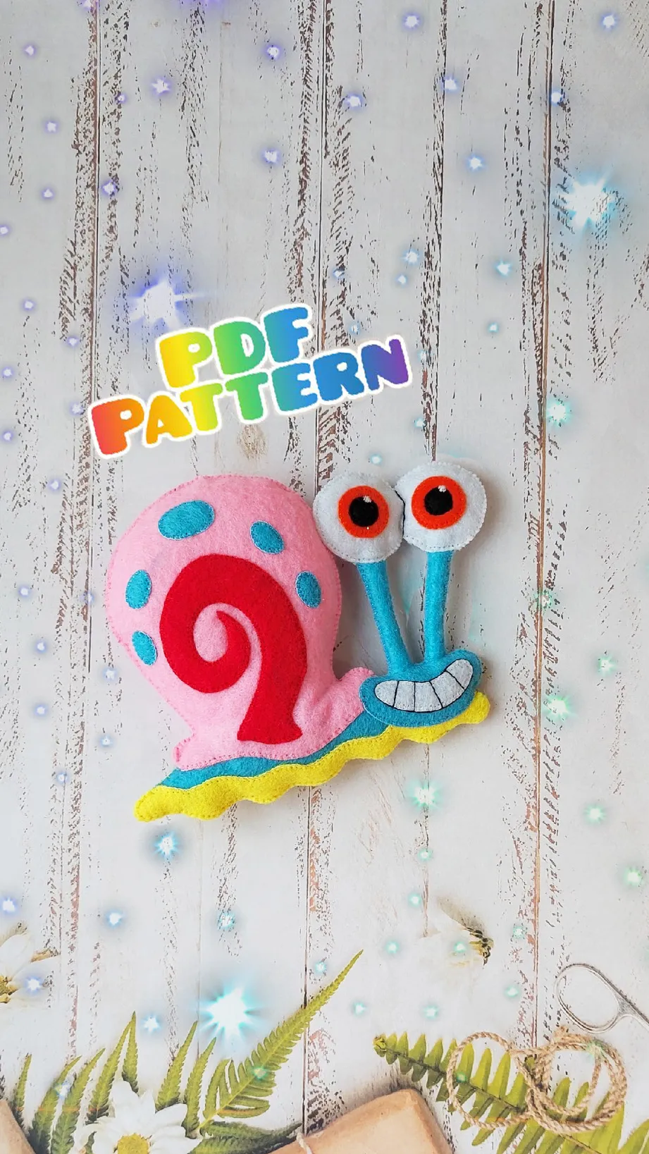 Felt snail pattern Geri made of felt PDF Snail sewing pattern Geri ...