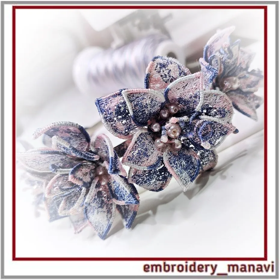 Embroidery FSL (Free Standing Lace) In The Hoop flowers designs set from Embroidery Manavi 05 ...