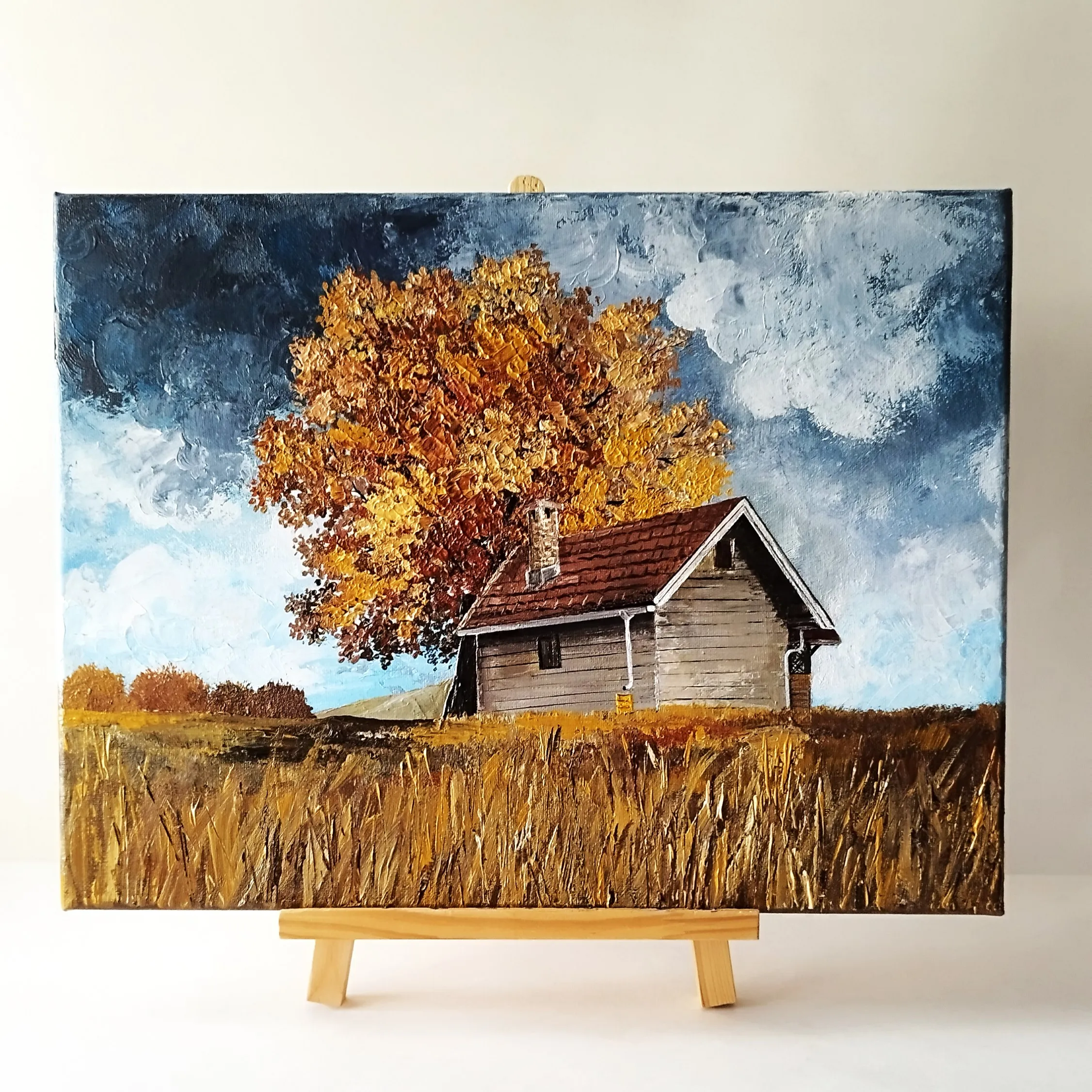 Rustic Landscape Painting | Textured Acrylic Art on Canvas | Wall Decor ...