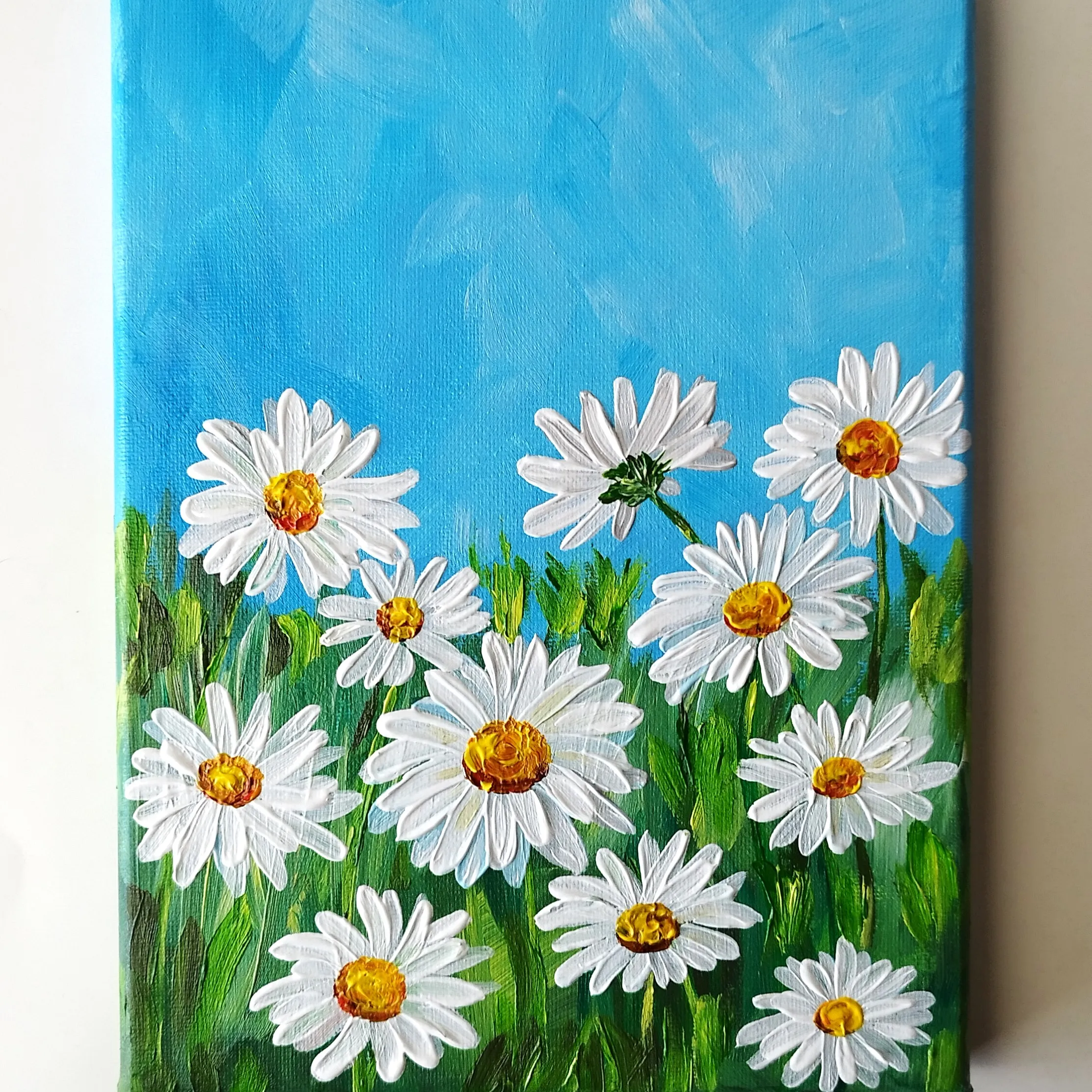 Daisies Acrylic Painting - Unique Floral Art & Impasto Wall Decor $76. ...