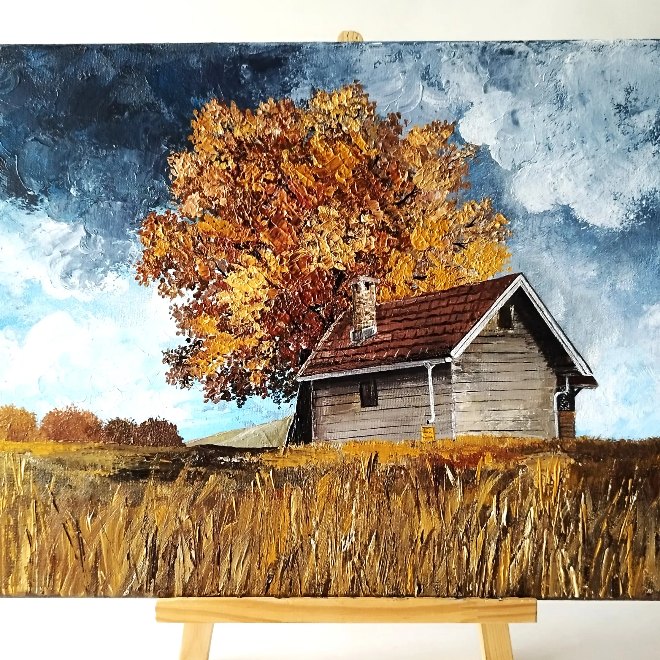 Rustic Landscape Painting | Textured Acrylic Art on Canvas | Wall Decor ...