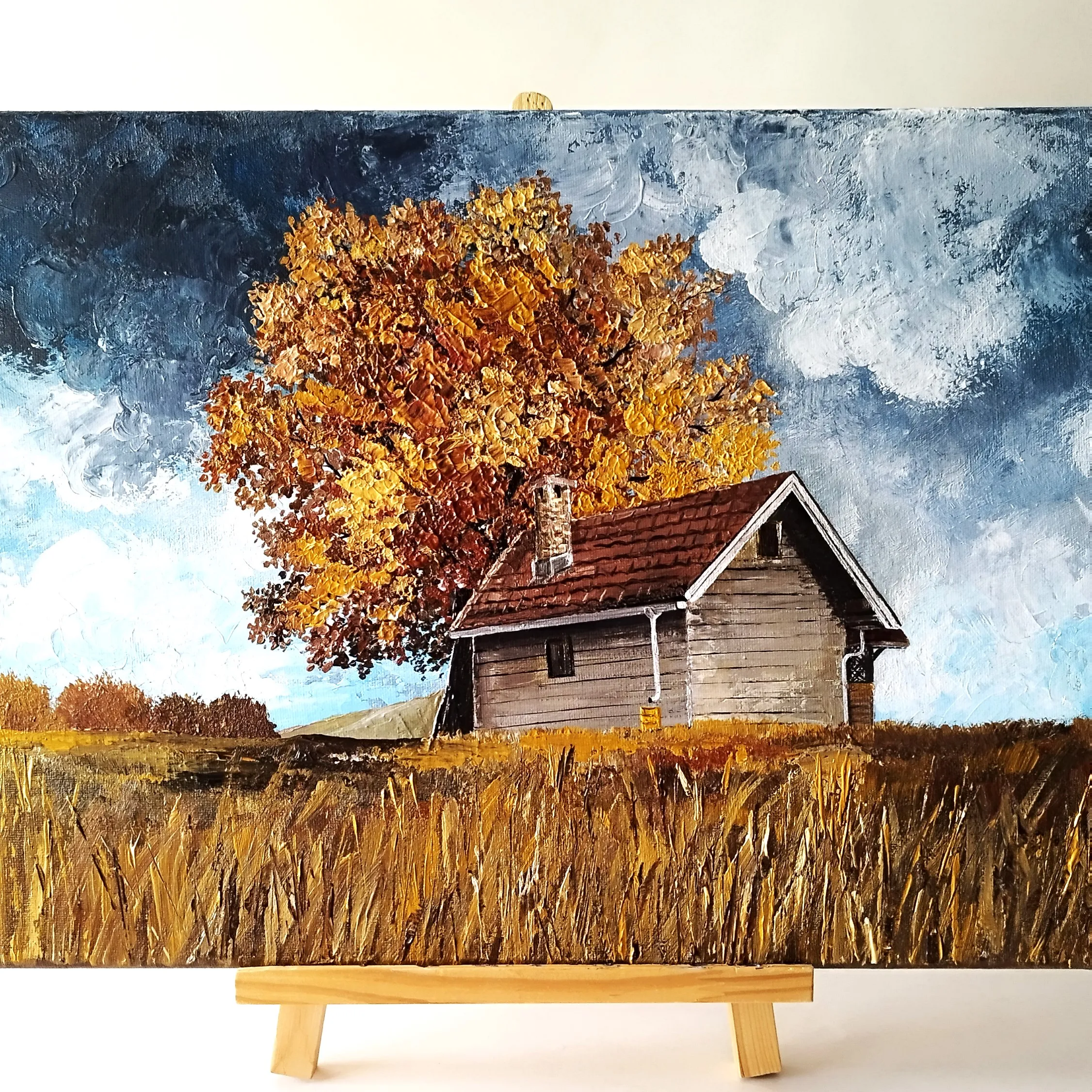 Rustic Landscape Painting | Textured Acrylic Art on Canvas | Wall Decor ...