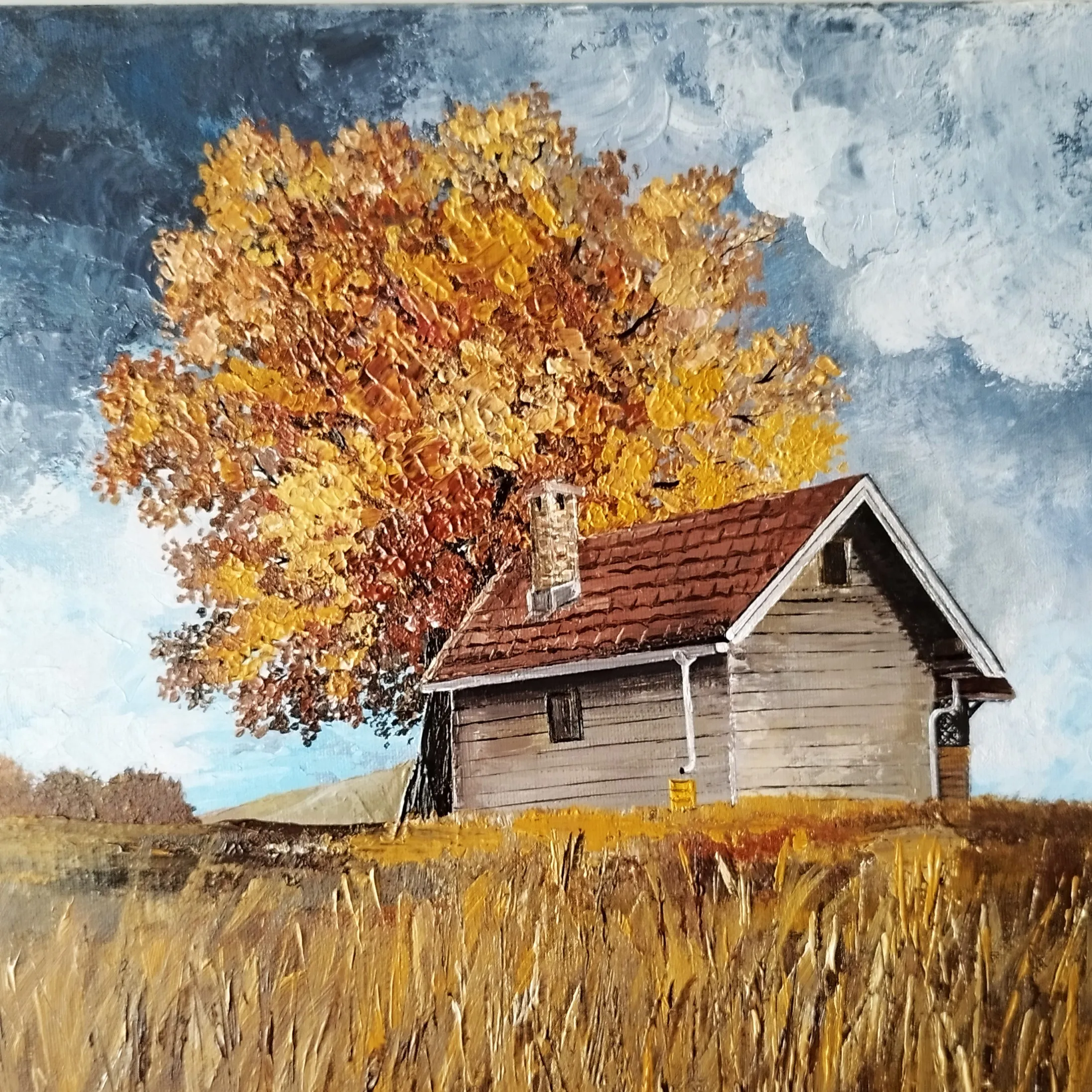 Rustic Landscape Painting | Textured Acrylic Art on Canvas | Wall Decor ...
