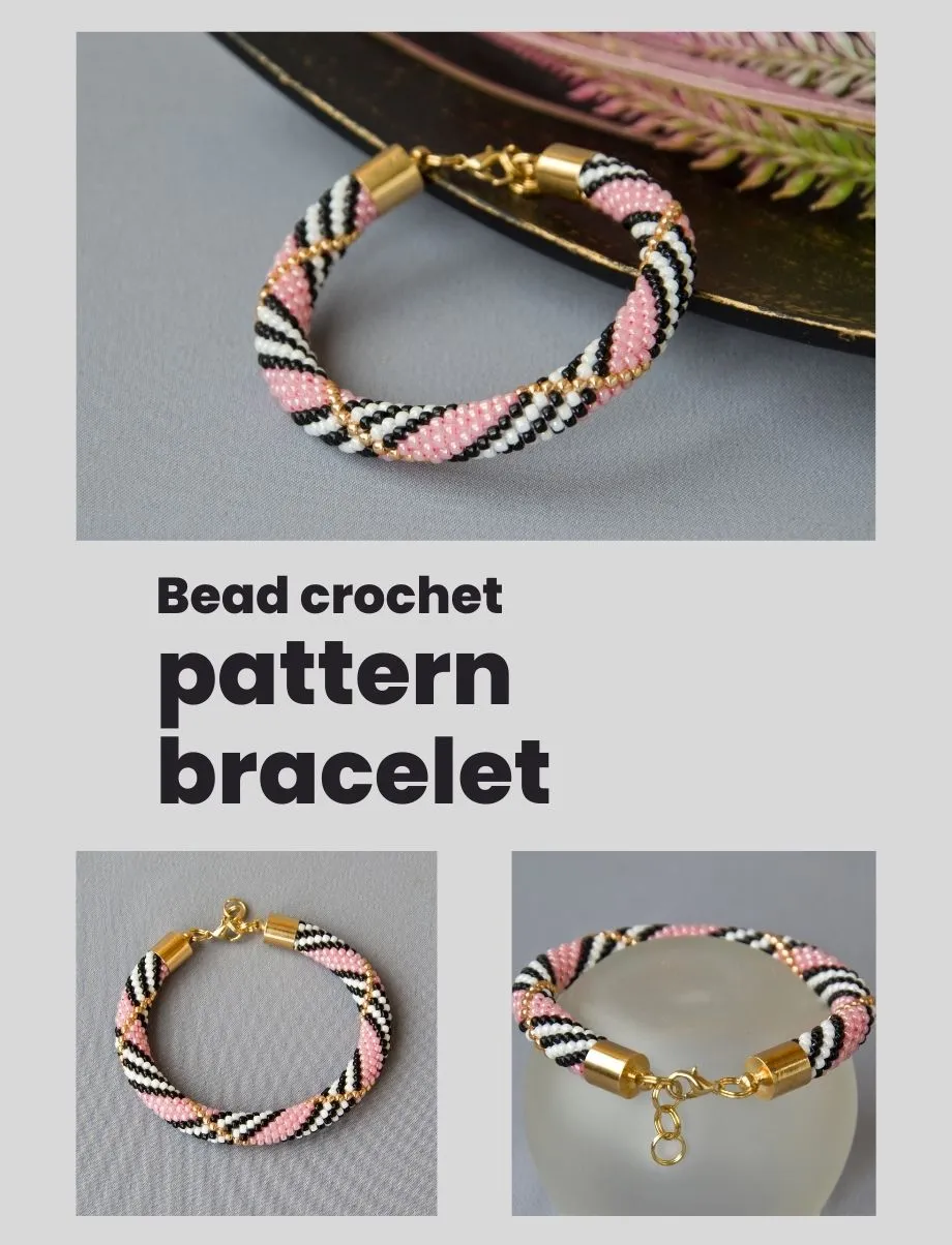 Pink beaded bracelet pattern, Bead crochet pattern 8 around, Pdf ...