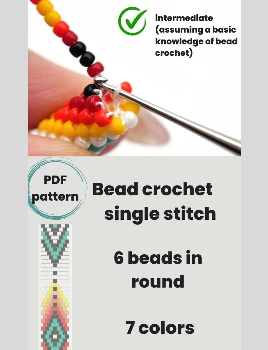Bead crochet PDF pattern turquoise lanyard, Bead rope pdf pattern, Seed ...