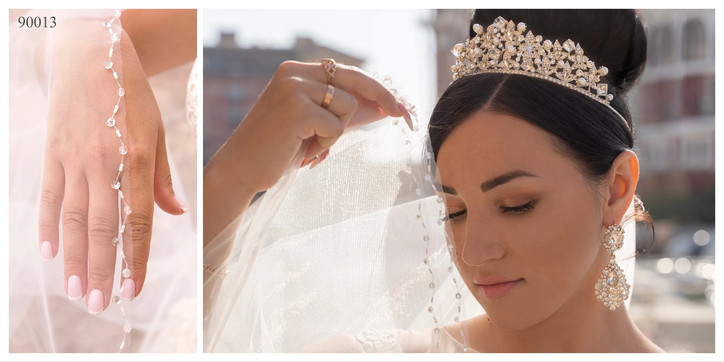 Long veil with sequins and crystals Beads edge wedding veil decorated ...