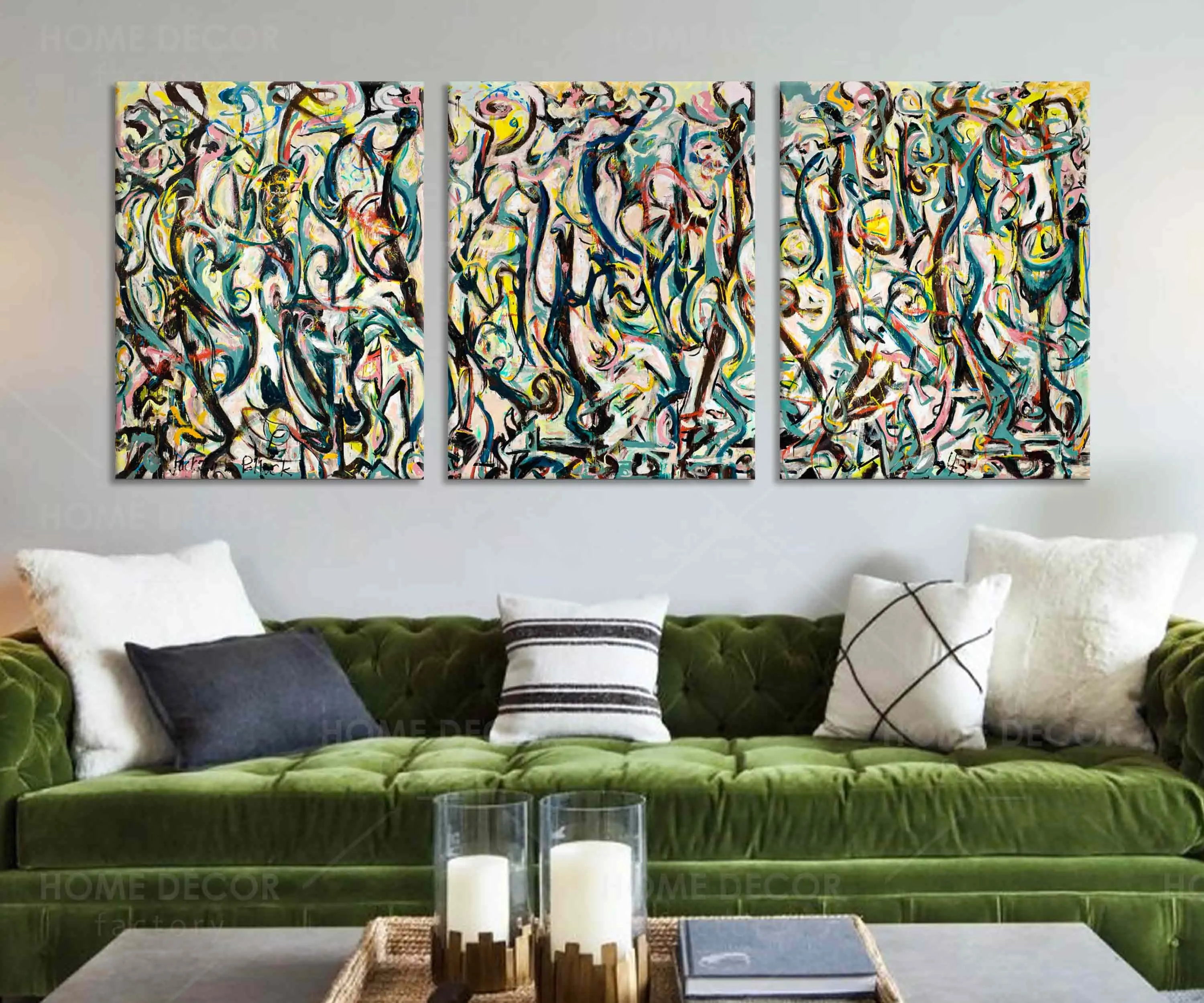 Jackson Pollock Canvas Mural 1943 Reproduction Canvas Poster Print ...