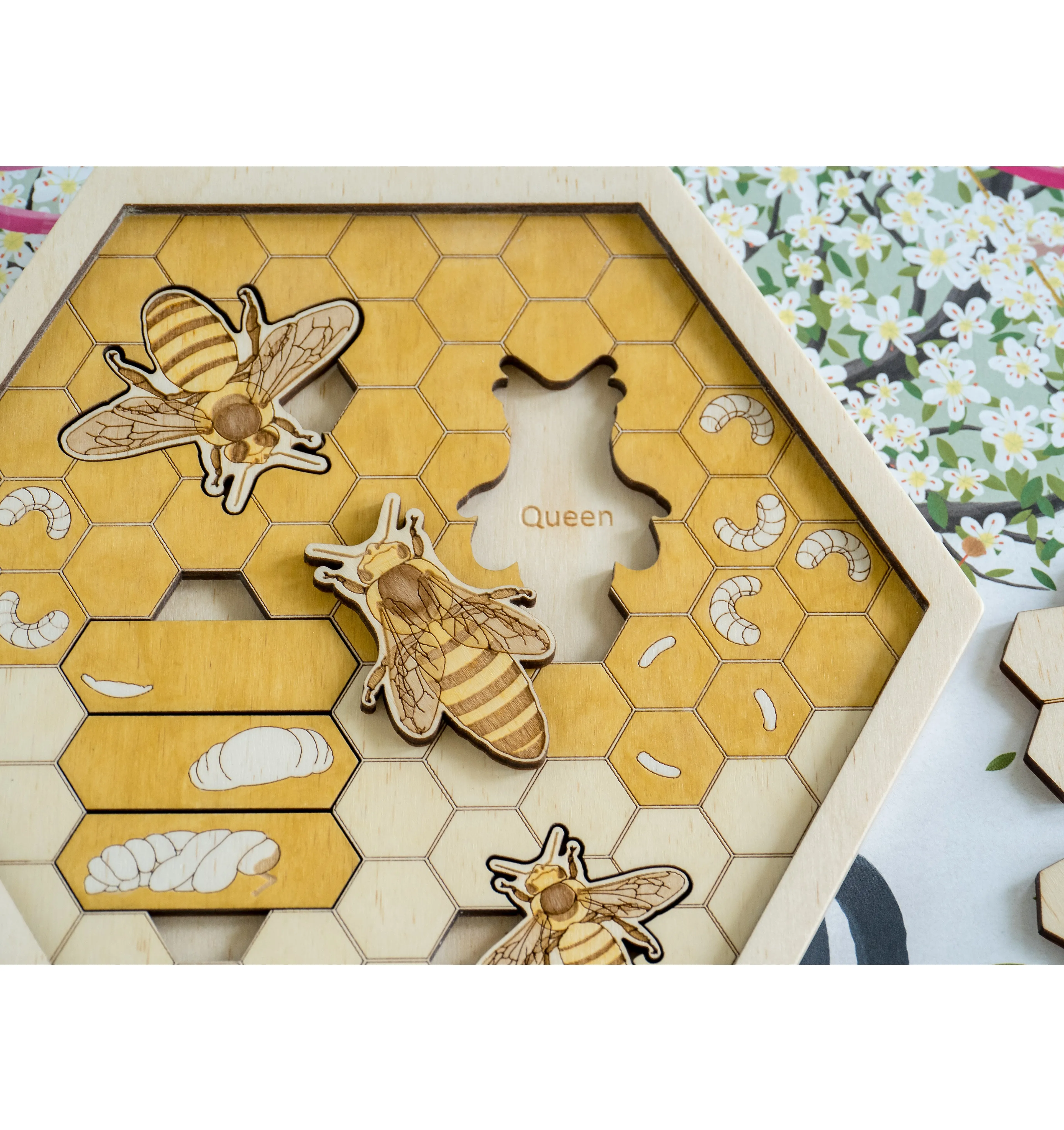 Wooden beehive puzzle Montessori Wooden game Wooden insects Bee $47.75 ...