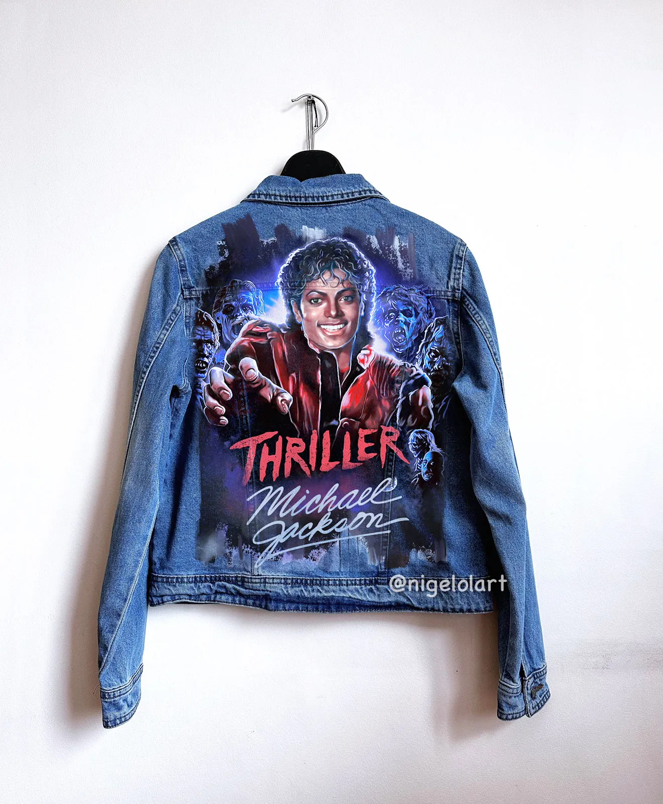 Michael Jackson Thriller Painted denim jacket Custom gifts Jean jacket ...