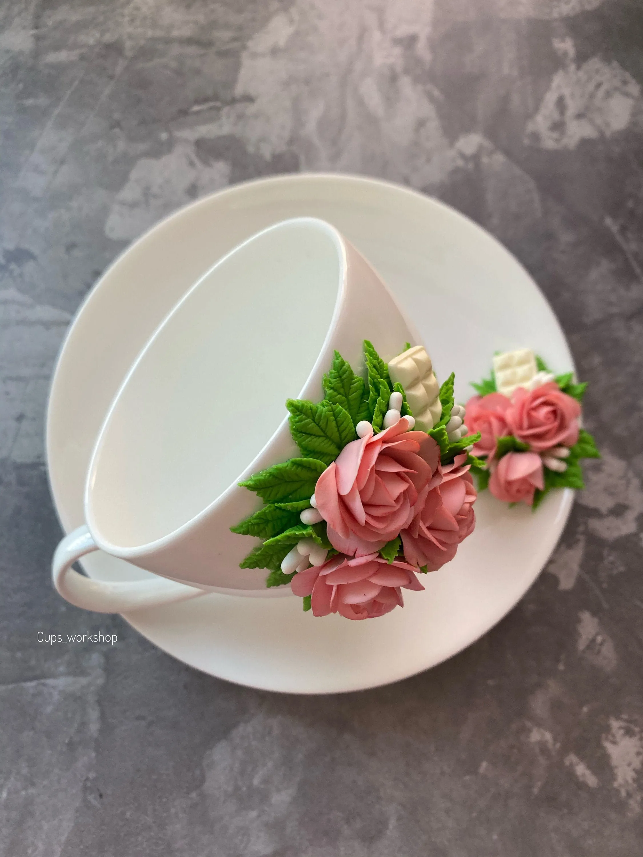 Polymer clay decor on coffee cup $60.00 | Buy online with delivery