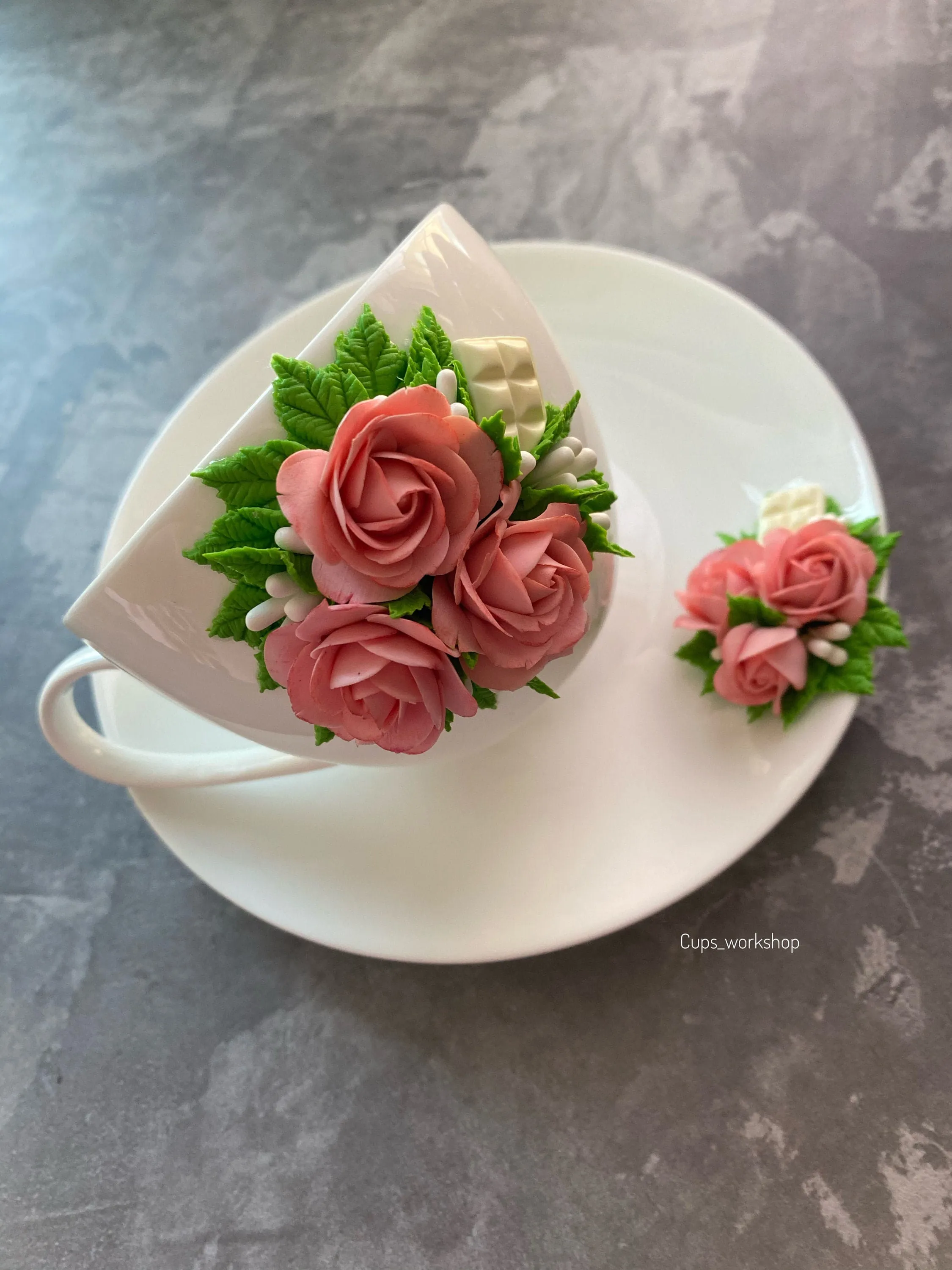 Polymer clay decor on coffee cup $60.00 | Buy online with delivery