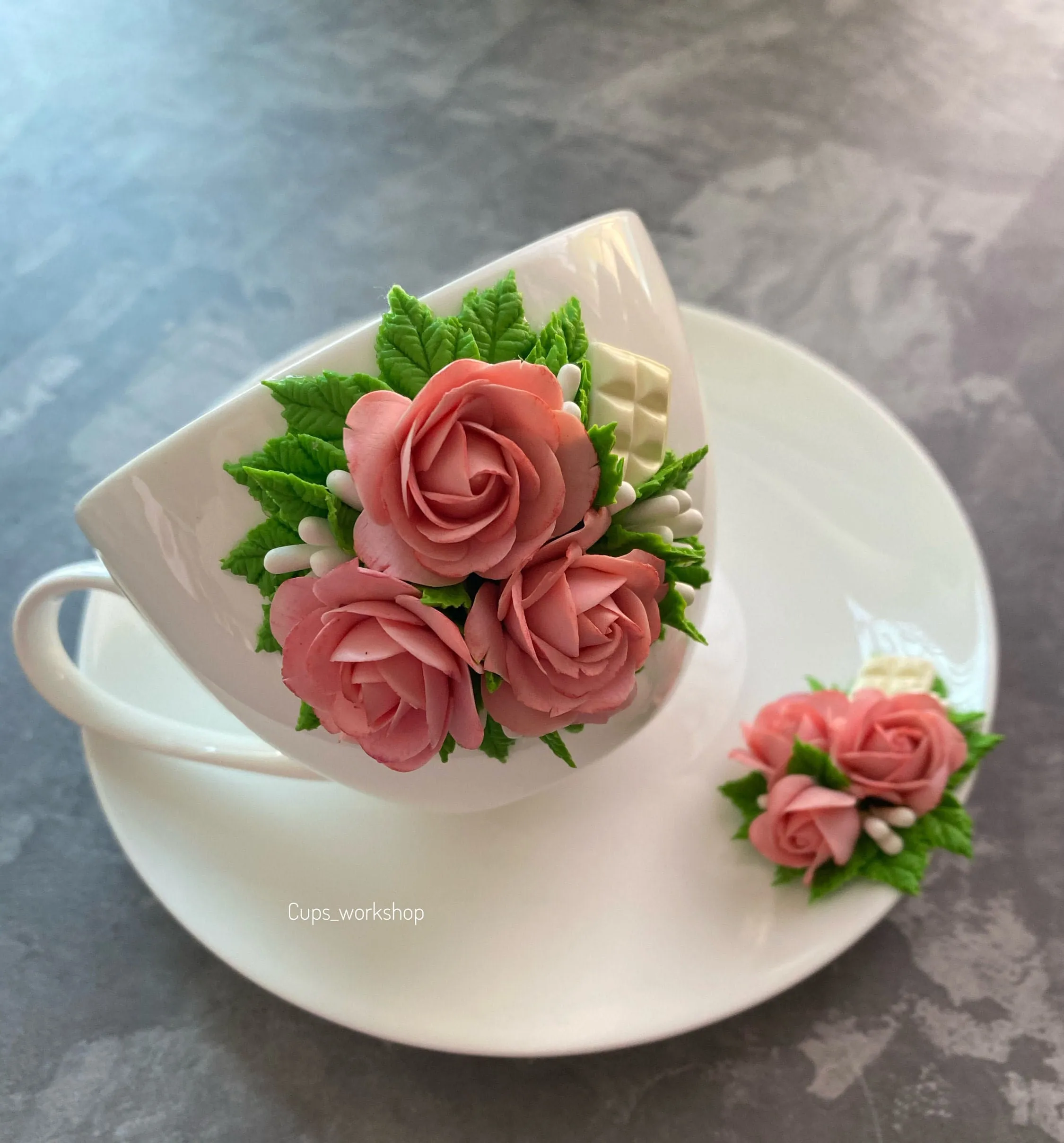 Polymer clay decor on coffee cup $60.00 | Buy online with delivery