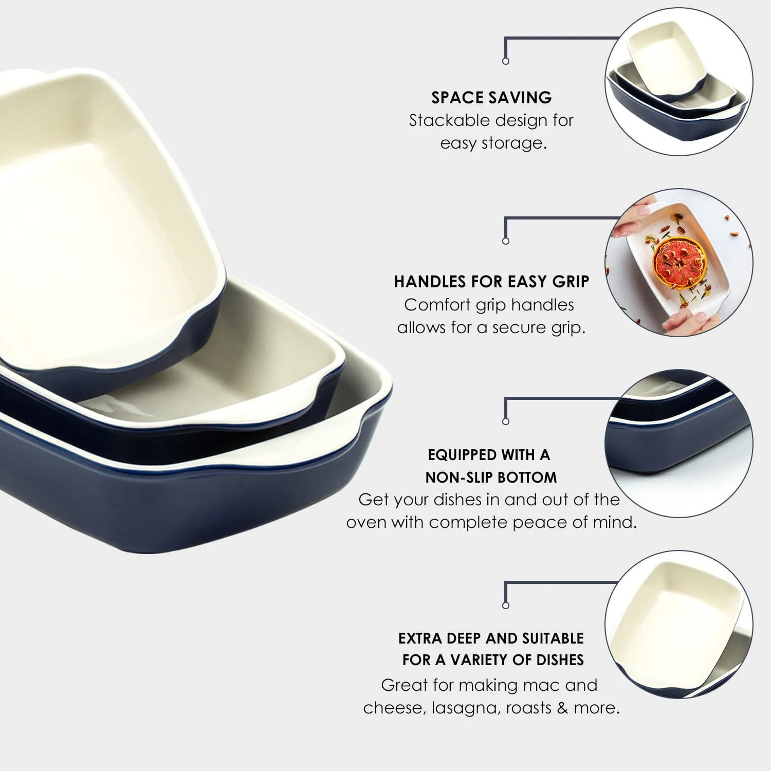B-FODGE 4-Piece Ceramic Bakeware and Pie Dish Set - Non Stick ...