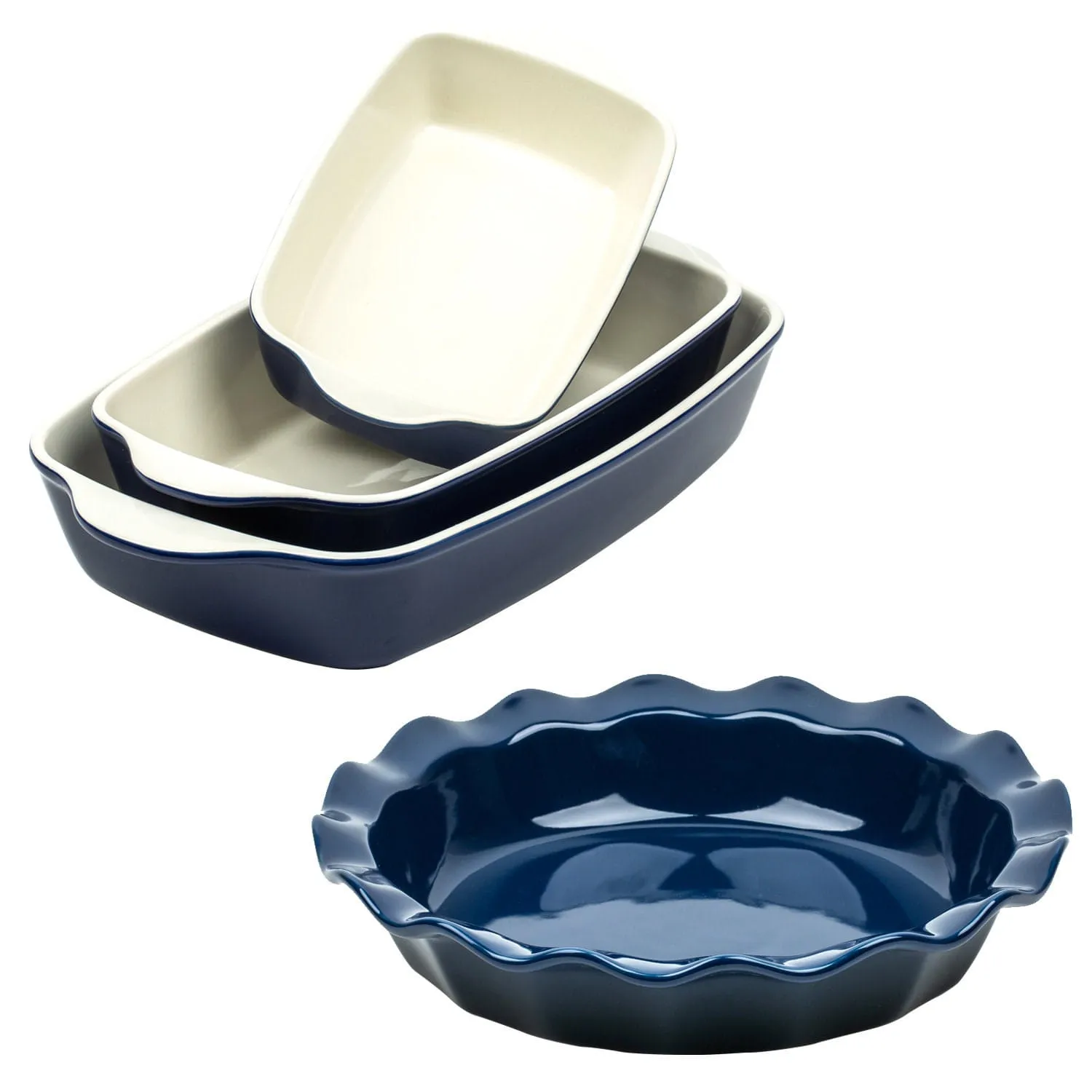 B-FODGE 4-Piece Ceramic Bakeware and Pie Dish Set - Non Stick ...