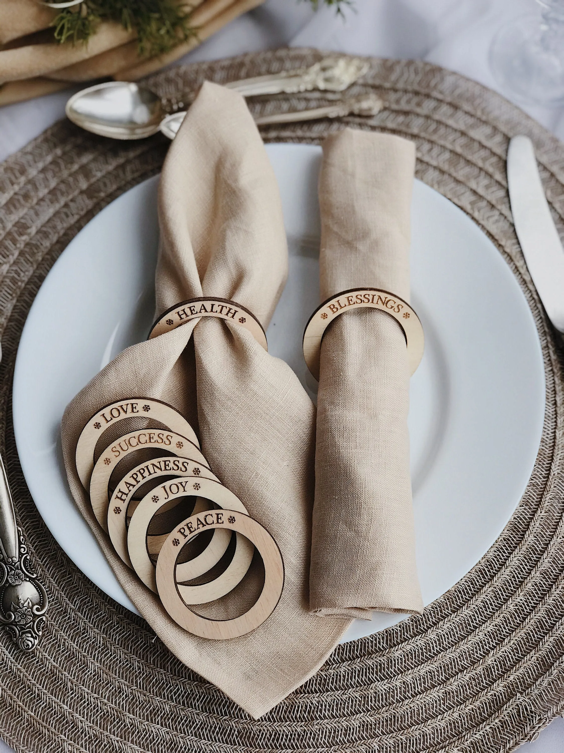 Custom Table Décor, Set of 21 Napkin Rings, Thanksgiving Décor, Wooden ...